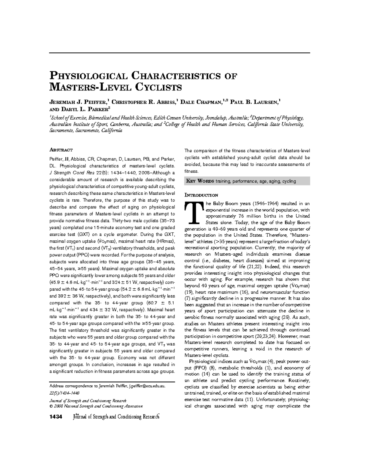 Master lvl cyclists article - PHYSIOLOGICAL CHARACTERISTICS OF MASTERS ...