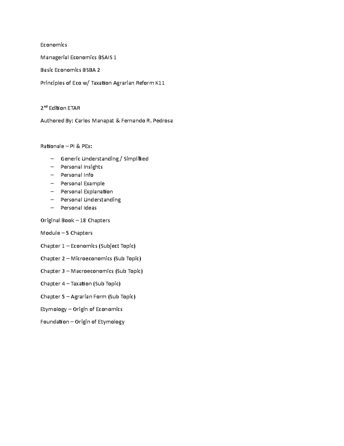 Economics Lecture - Economics Managerial Economics BSAIS 1 Basic ...