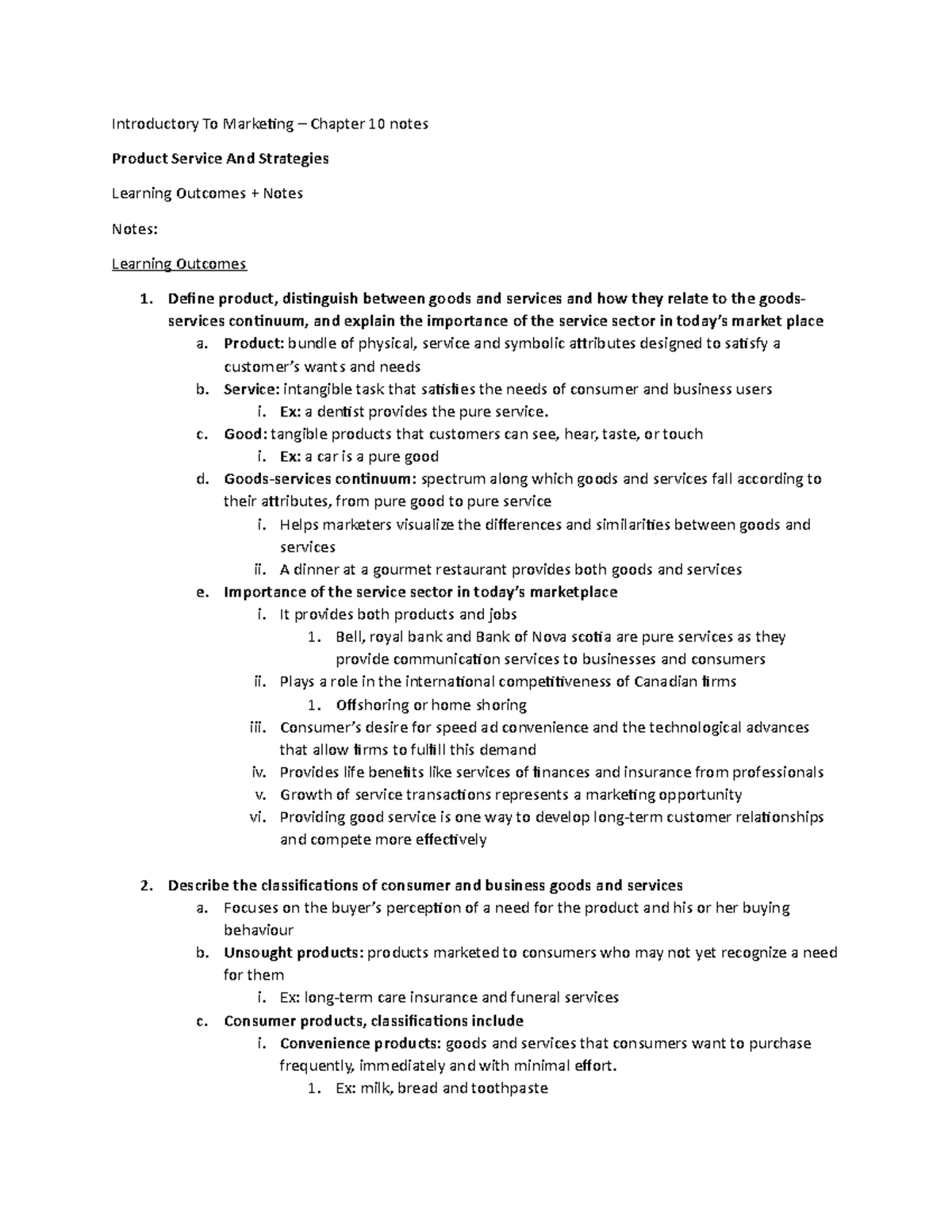 Introductory To Marketing - Chapter 10 notes - Introductory To ...