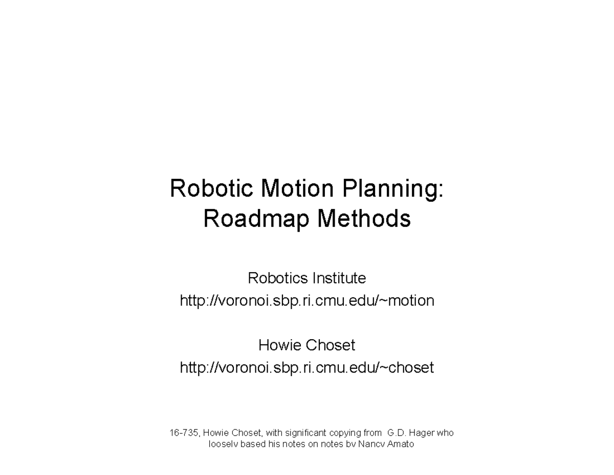 Chap5-Road Map-Methods howie robot motion planning - Motion Planning in ...