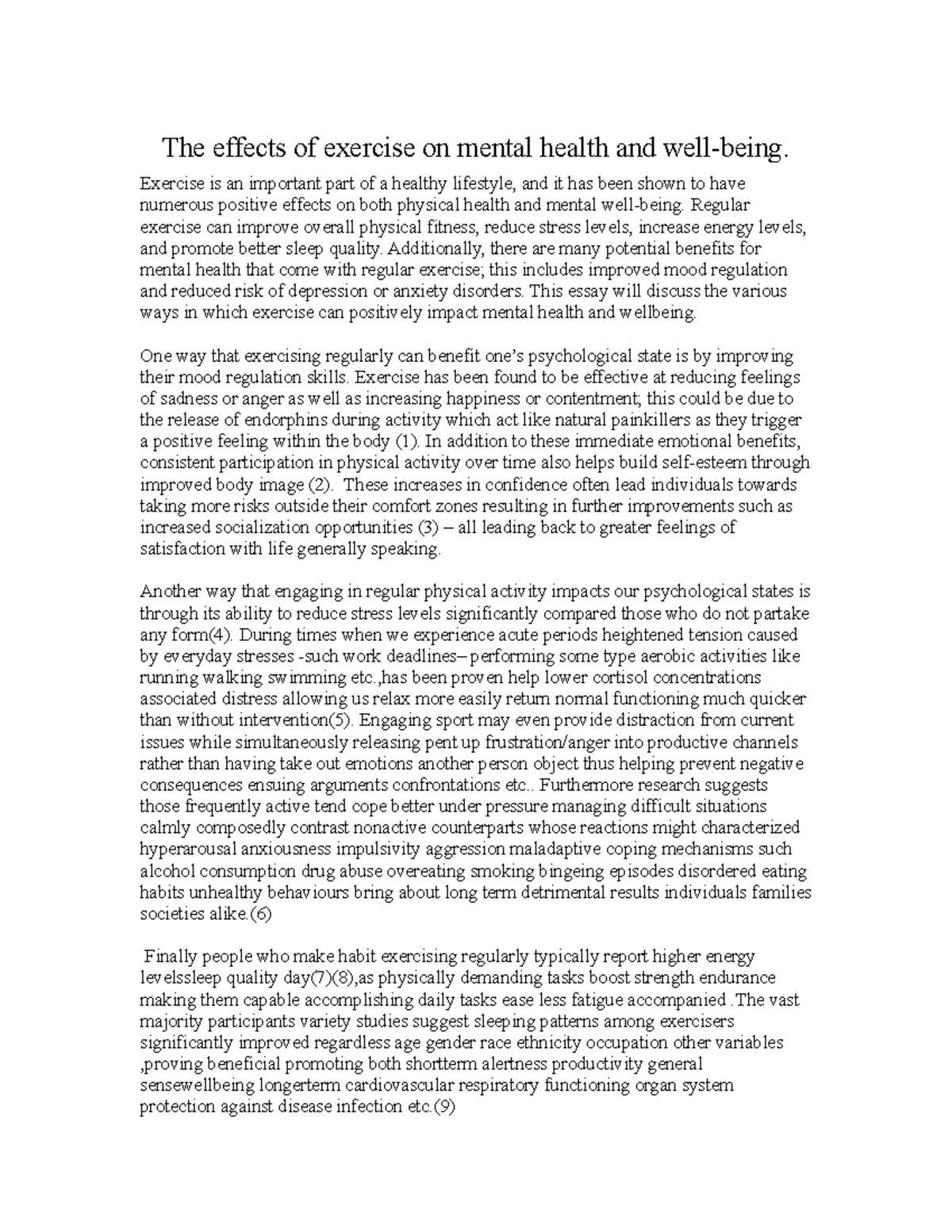 The effects of exercise on mental health and well-being. - Exercise is ...