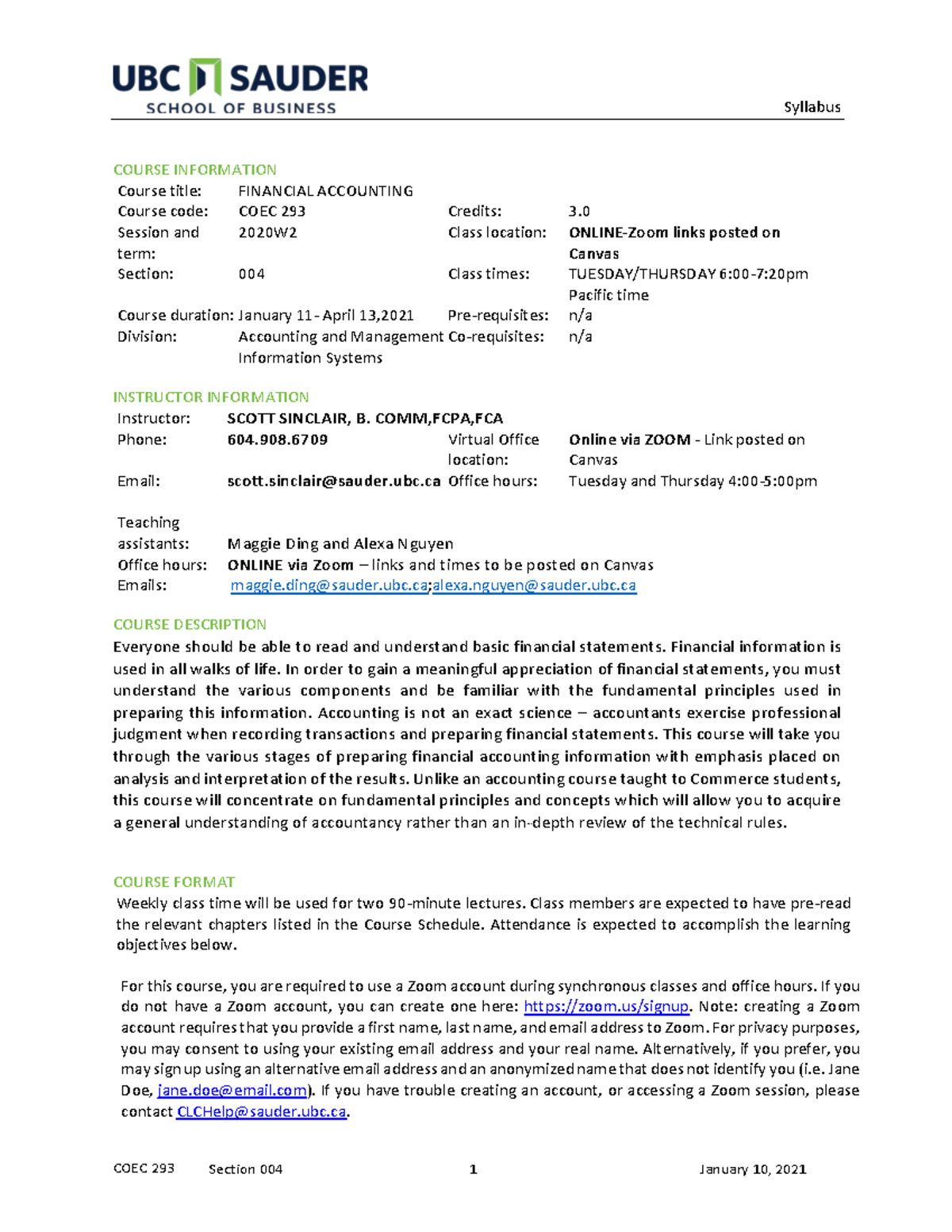 COEC 293 Course Outline January 2021 - COEC 293 Section 004 1 January ...