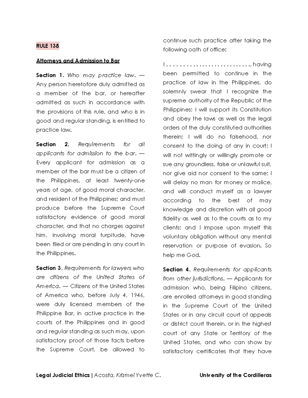 Ethics-1 - Tuftyfutfutfuy - RULE 138 Attorneys and Admission to Bar ...