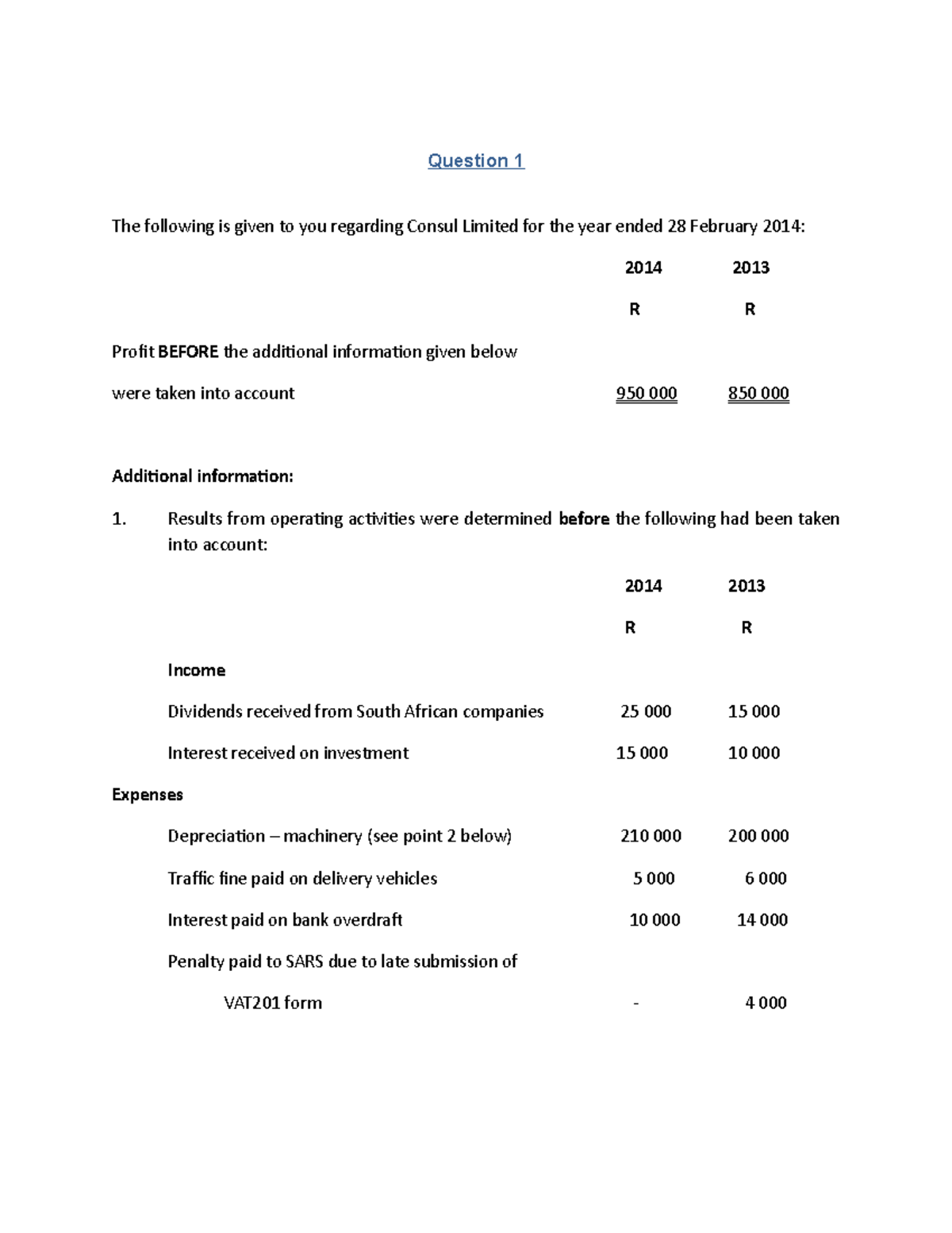 IAS 12 Questions - This will help - Question 1 The following is given ...