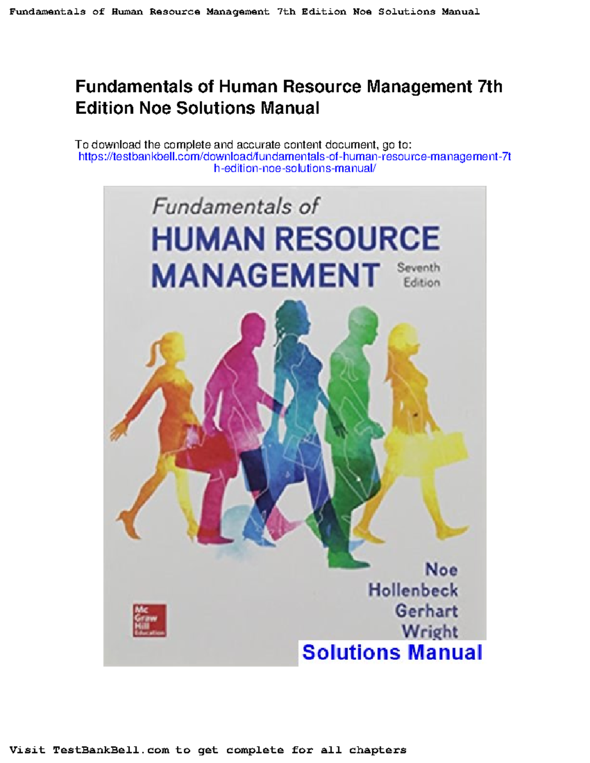 673207130 Fundamentals of Human Resource Management 7th Edition Noe ...
