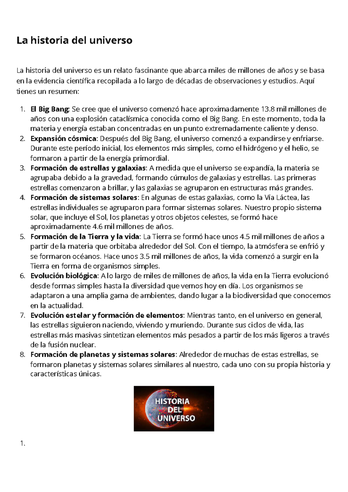 La historia del universo es un relato fascinante que abarca miles de ...