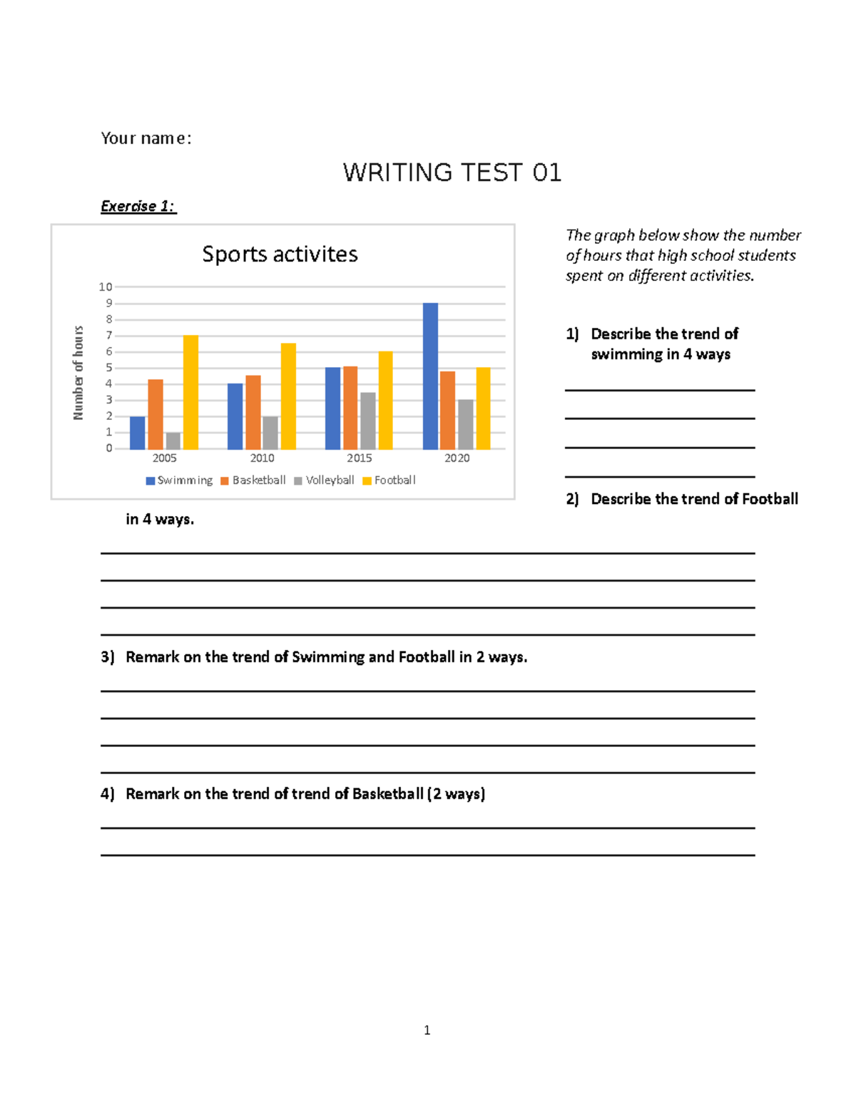 Writing TEST 01 - ielts test - Your name: WRITING TEST 01 Exercise 1 ...