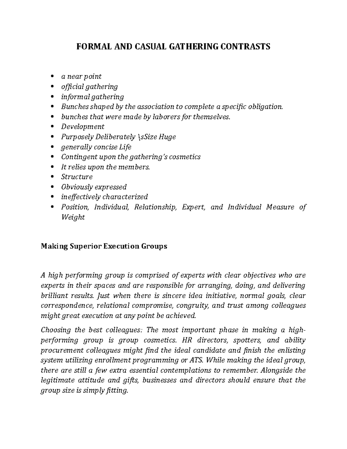 Formal AND Casual Gathering Contrasts - FORMAL AND CASUAL GATHERING ...