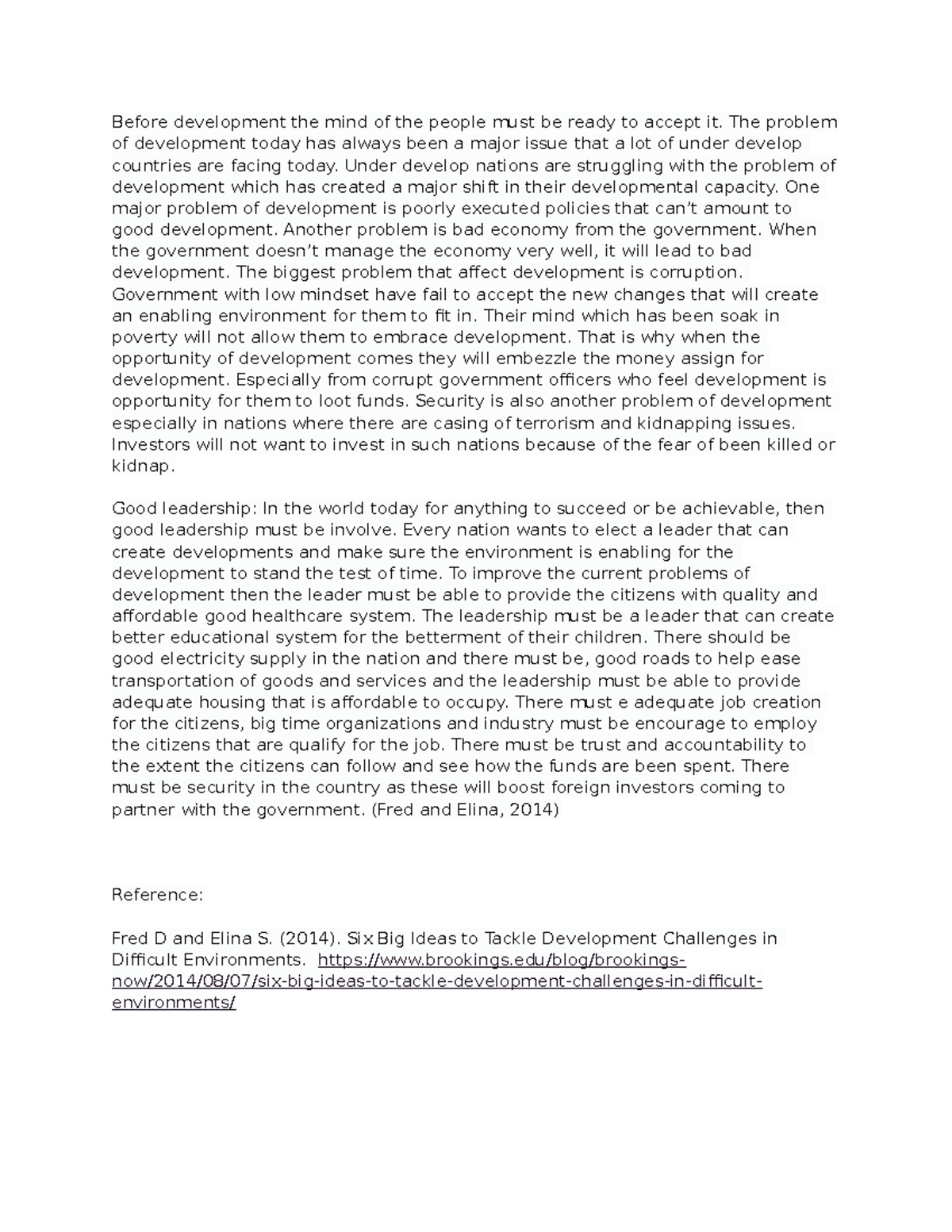 Major Problems OF Development - Before development the mind of the ...