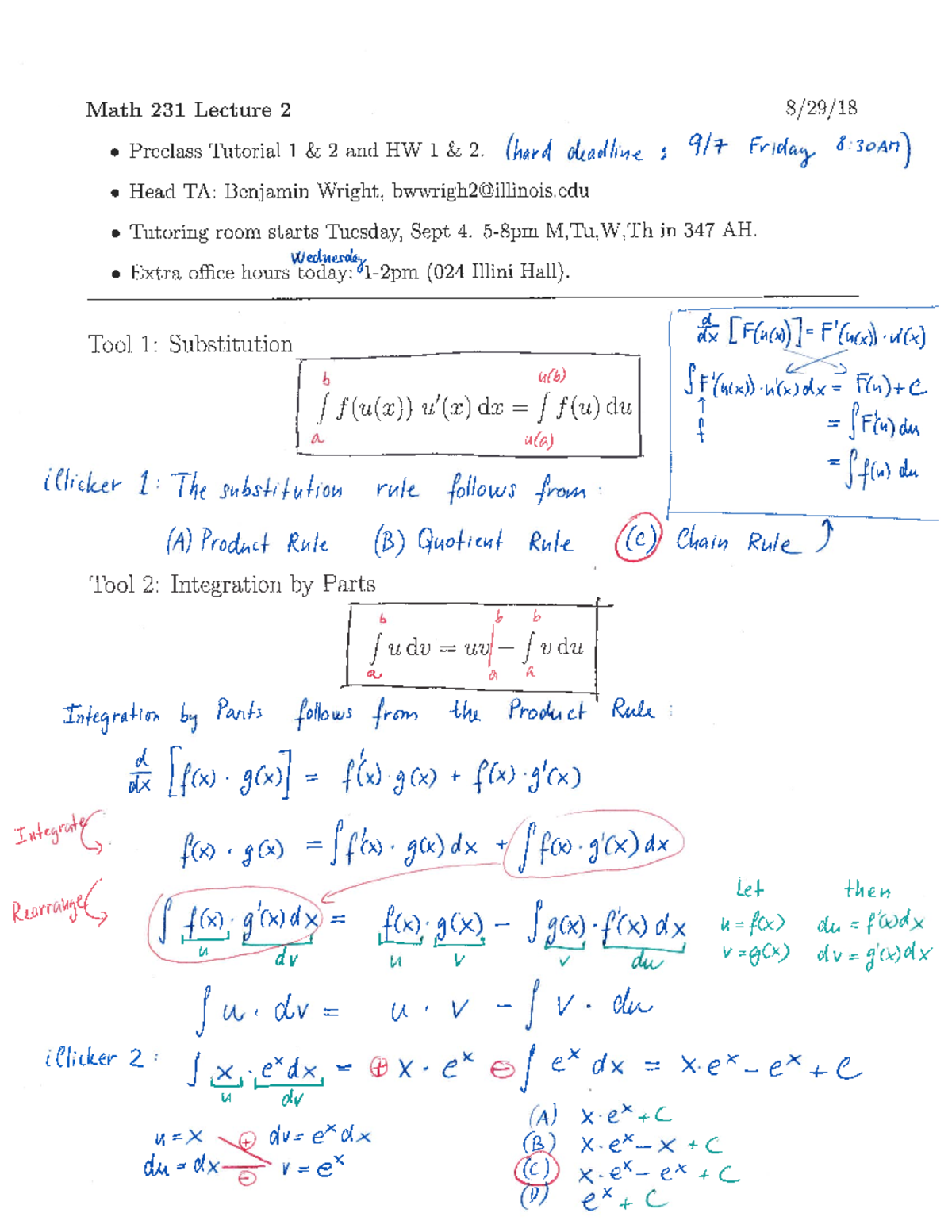 Math 2 - Lecture notes 2 - Math 231 Lecture 2 0 Preclass Tutorial 1 85 ...