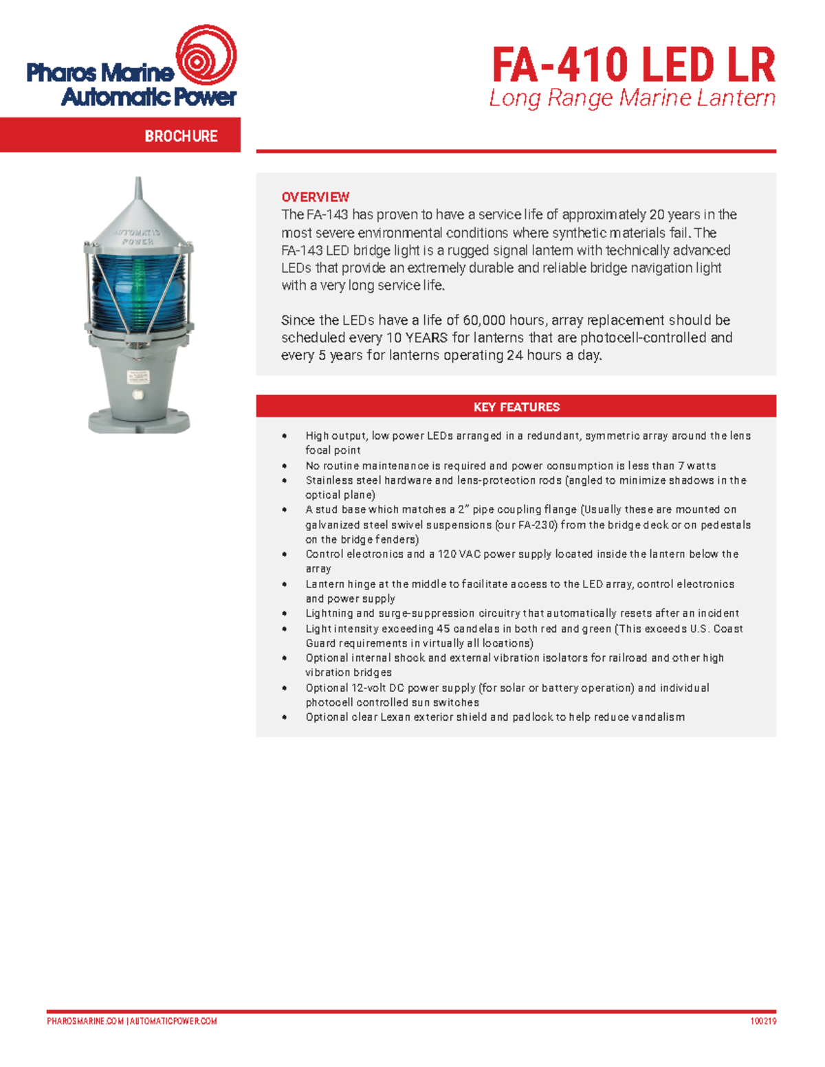 FA-143 LED Bridge Light - BROCHURE FA-410 LED LR Long Range Marine ...