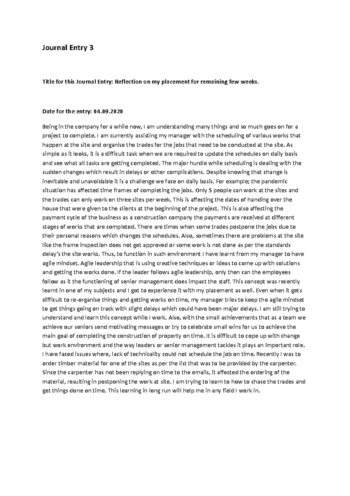 Journal Entry 3 - notes - Journal Entry 3 Title for this Journal Entry ...
