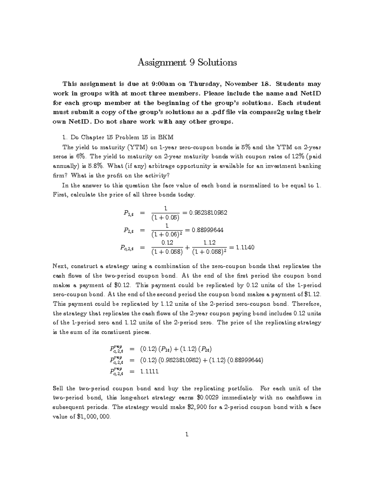Assignment 9sol 211118 - Assignment 9 Solutions This assignment is due ...