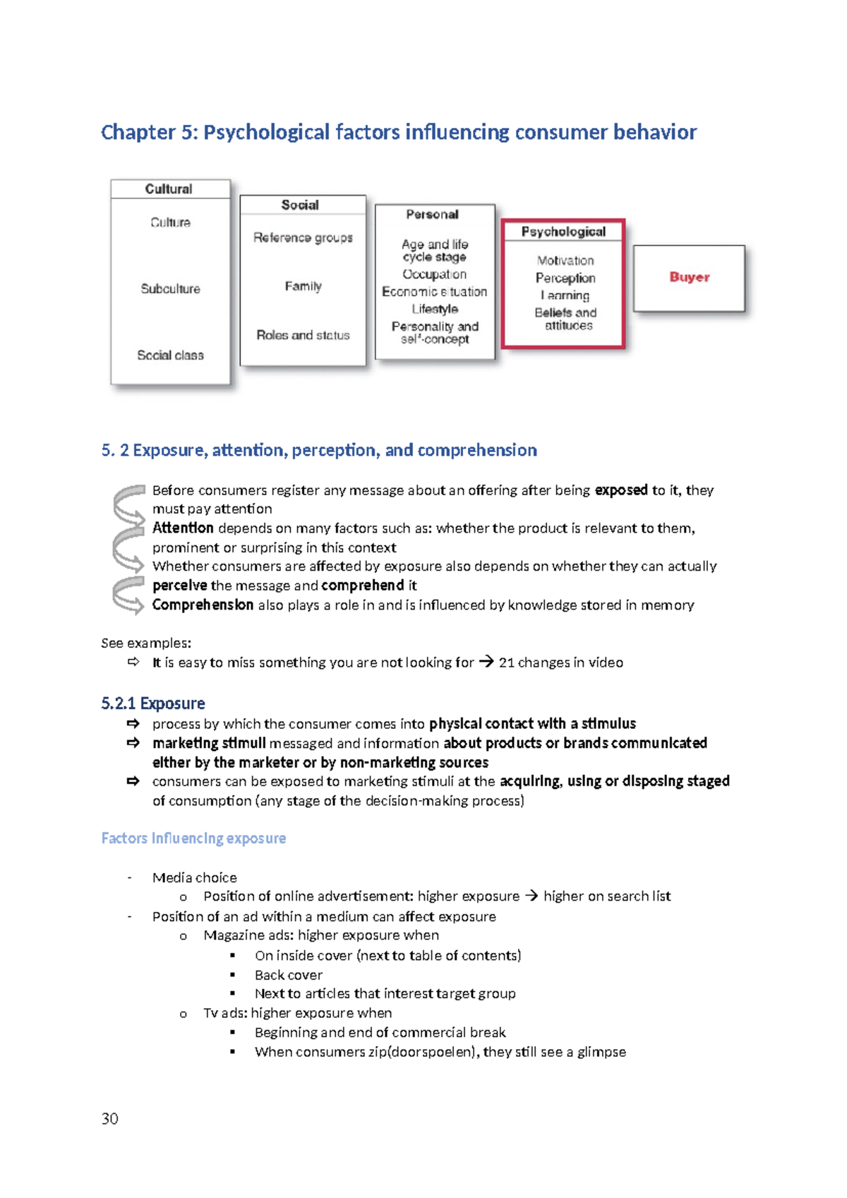 CB Chapter 5.2 Exposure attention & perception - Chapter 5: Psychological factors influencing ...