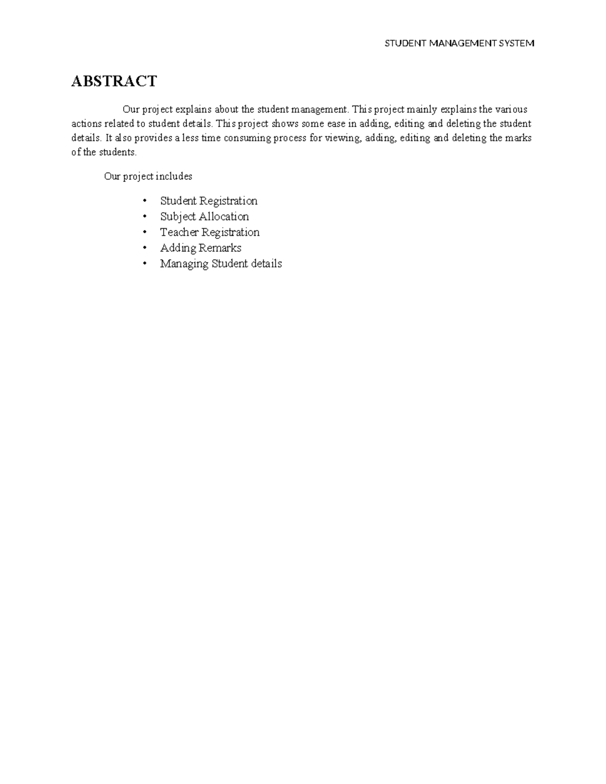 Student Management System Project Report - ABSTRACT Our project ...