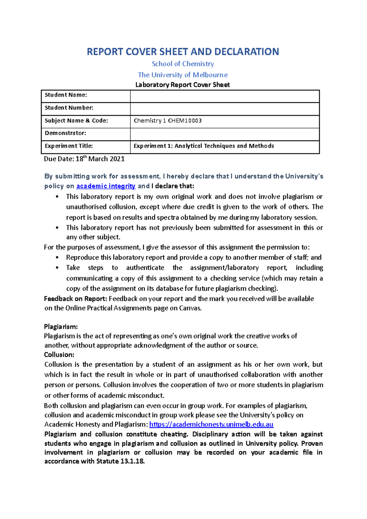 E1 10003 Student Report Template (1) - REPORT COVER SHEET AND ...