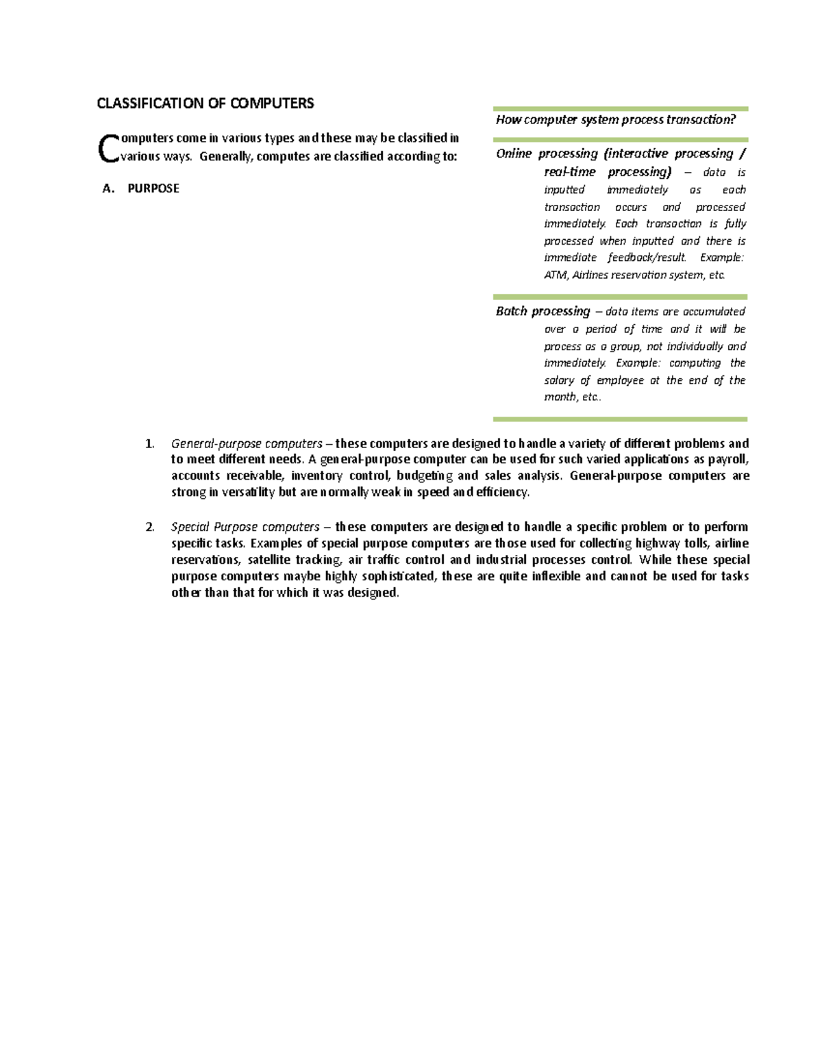 Classification OF Computers CLASSIFICATION OF COMPUTERS Omputers Come classification-of-computers-classification-of-computers-omputers-come