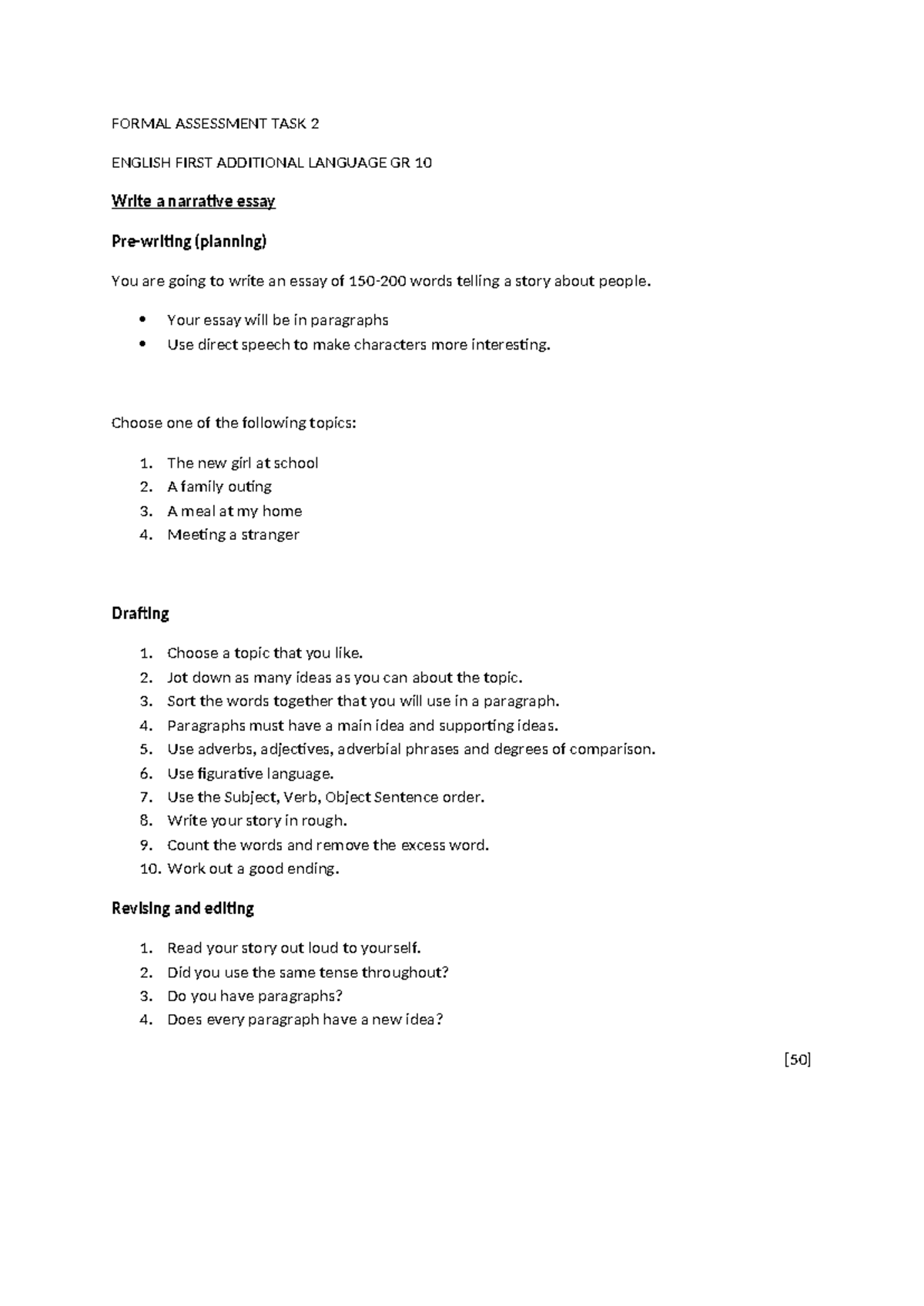 Formal Assessment TASK 2 - FORMAL ASSESSMENT TASK 2 ENGLISH FIRST ...