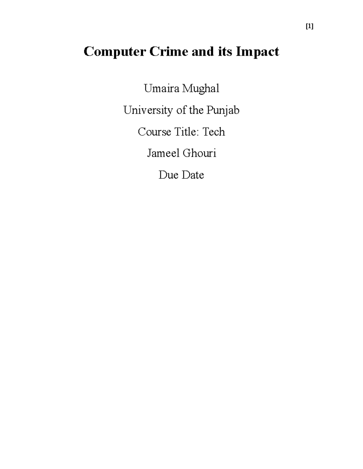 Computer crime and its impact - Computer Crime and its Impact Umaira ...