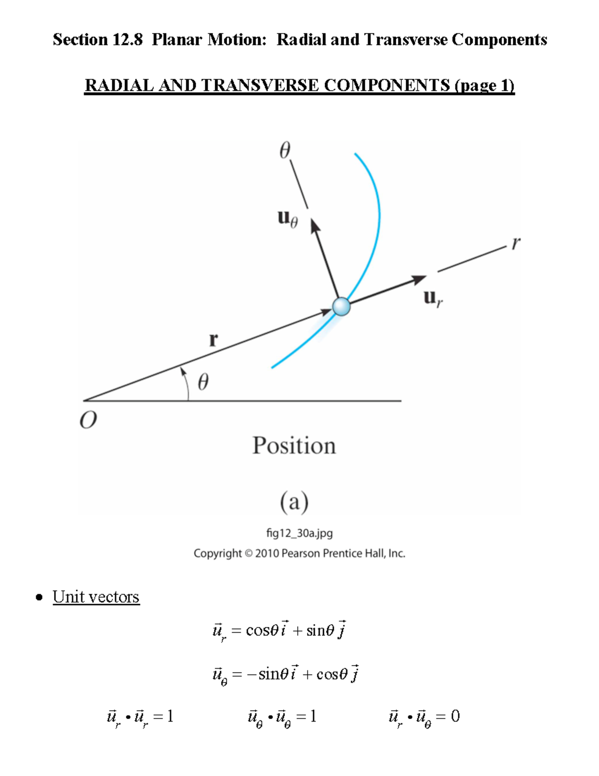Week 8 notes - Section 12 Planar Motion: Radial and Transverse ...