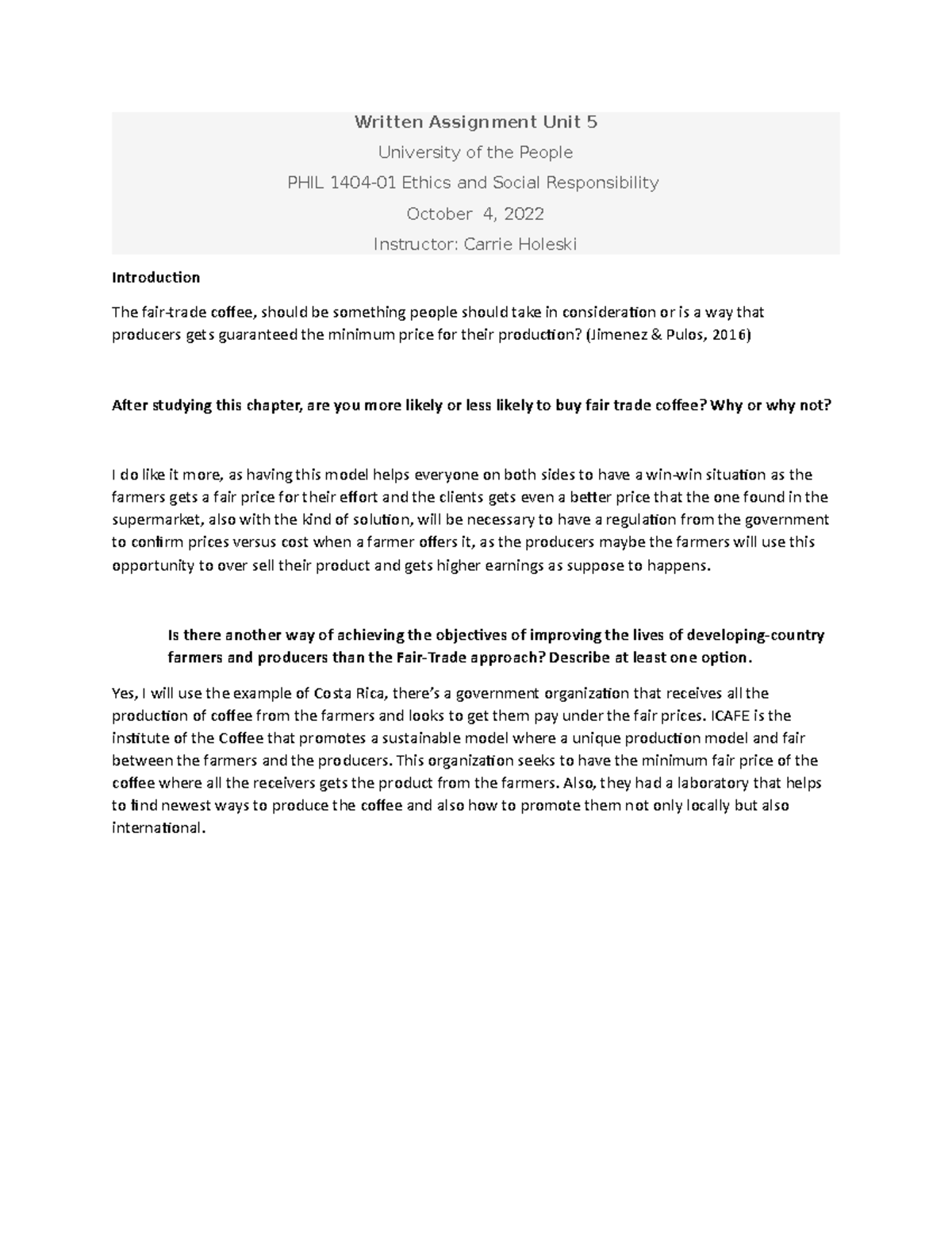 Written Assignment Unit 5 - Is there another way of achieving the ...