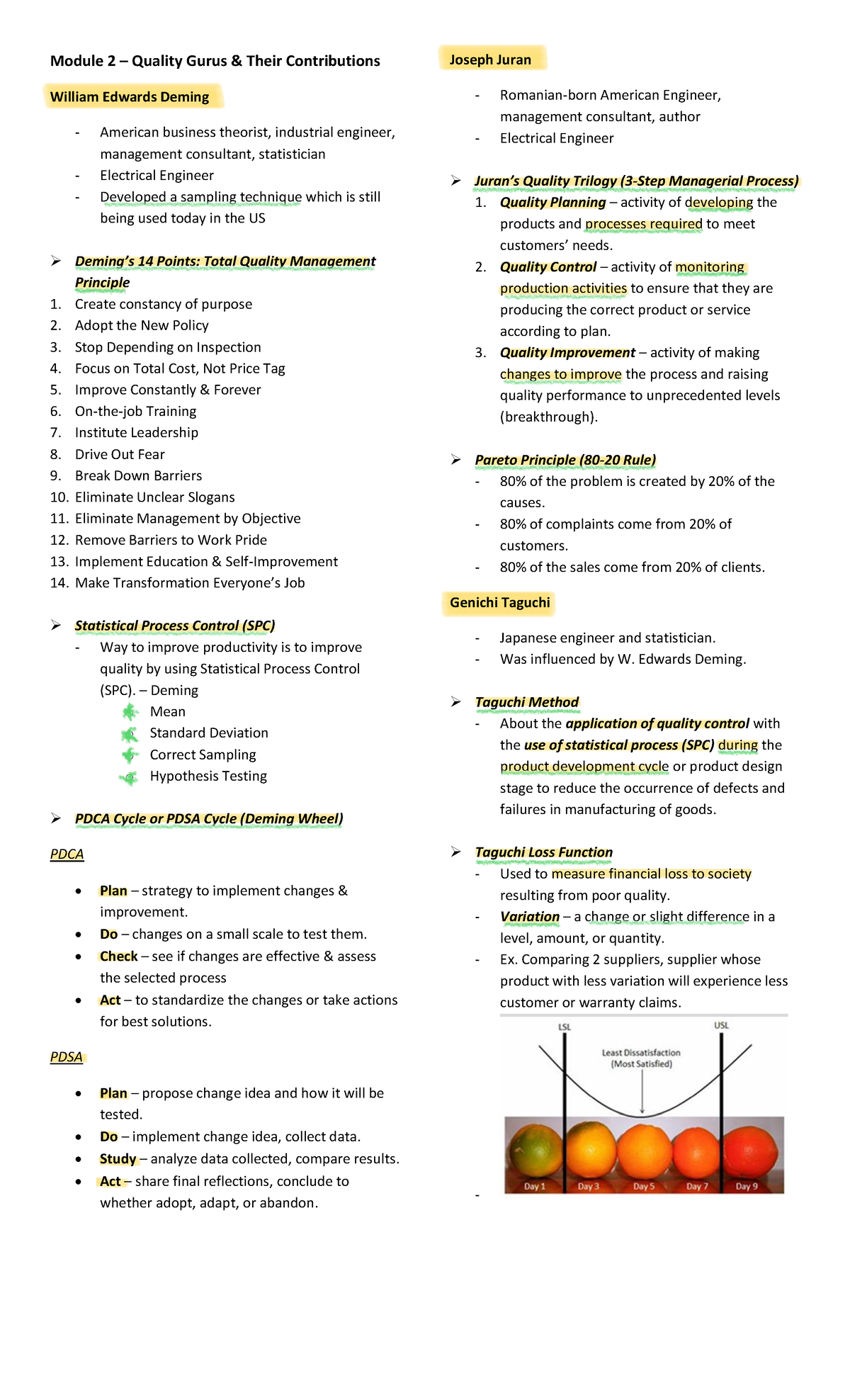 Module 2 Quality Gurus - Notes - Module 2 – Quality Gurus & Their ...
