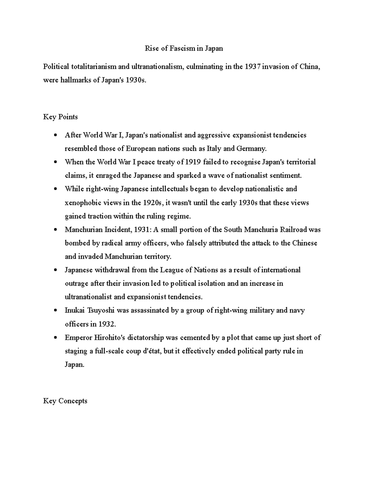 Rise of Fascism in Japan - Rise of Fascism in Japan Political ...