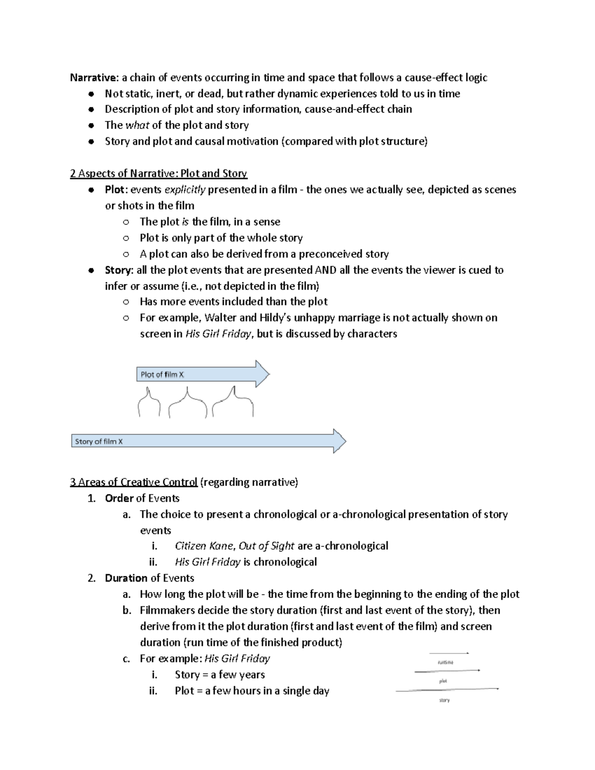 Intro Film Final Review Sheet - Narrative : a chain of events occurring ...