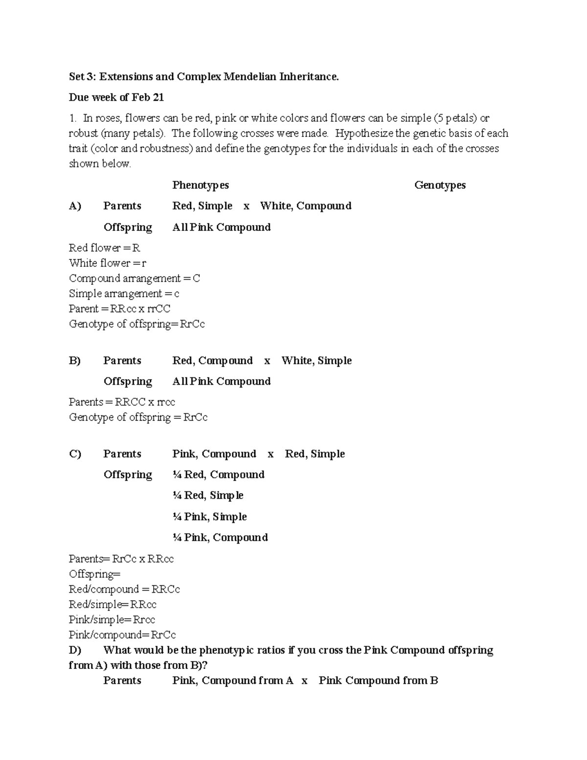 Extra Credit #3: Extensions and Complex Mendelian Inheritance - Set 3: Extensions and Complex ...