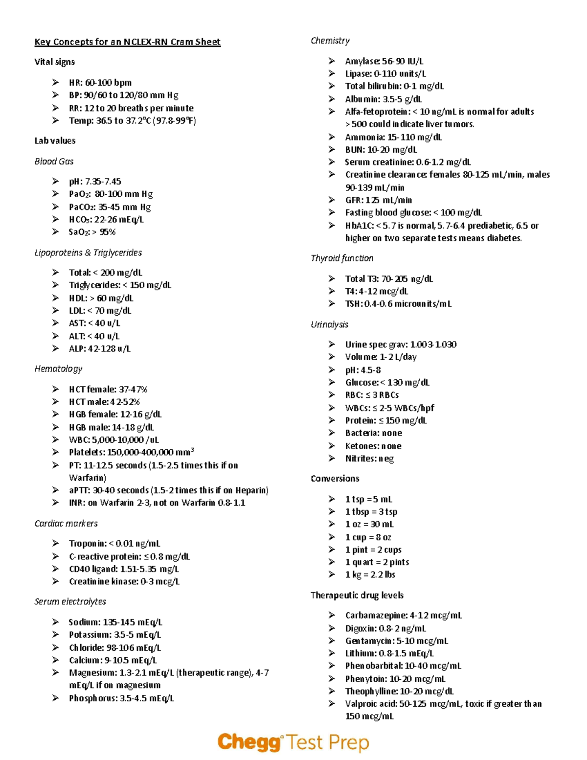 Nclex RN Cram Sheet - nursing - Warning: TT: undefined function: 32 Key Concepts for an NCLEX-RN ...