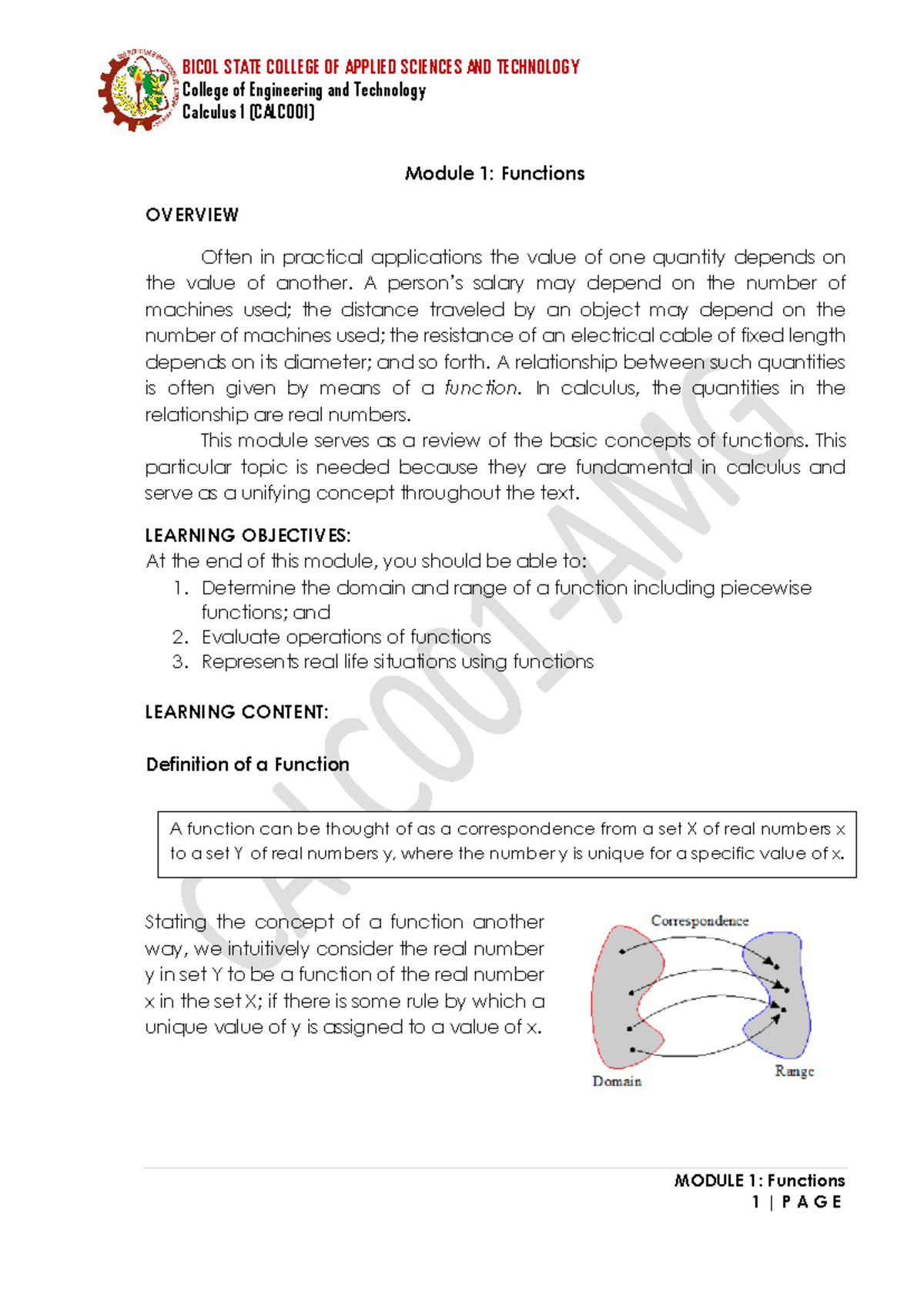 Module 1-Functions (Updated) - College of Engineering and Technology ...