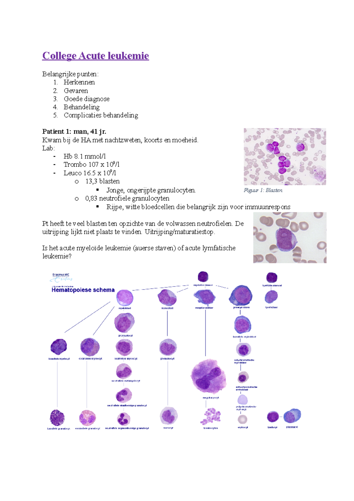 College Acute leukemie - College Acute leukemie Belangrijke punten: 1 ...