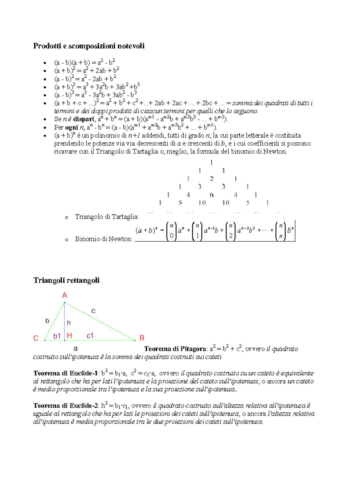 Formulario Matematica Generale - analisi matematica 1 - Prodotti e ...