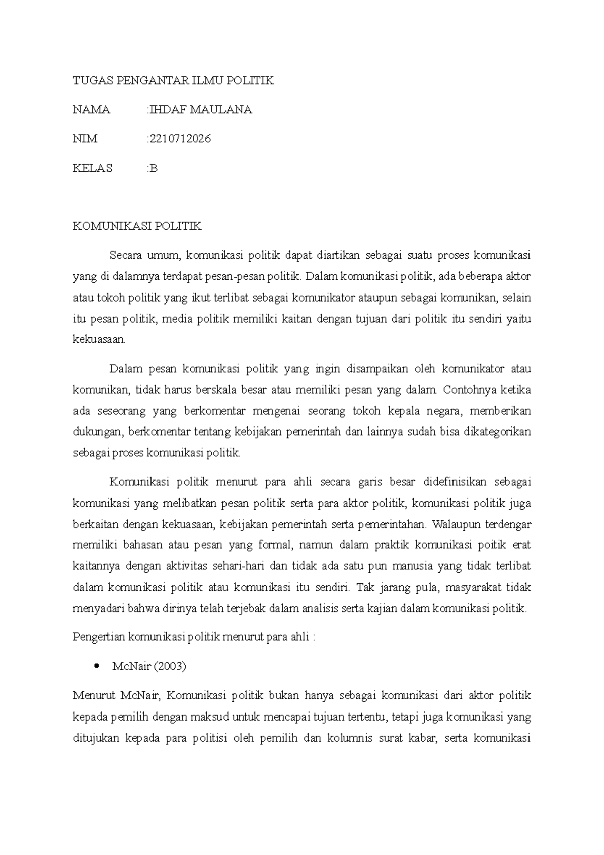 Tugas Pengantar ILMU Politik P6 - TUGAS PENGANTAR ILMU POLITIK NAMA ...