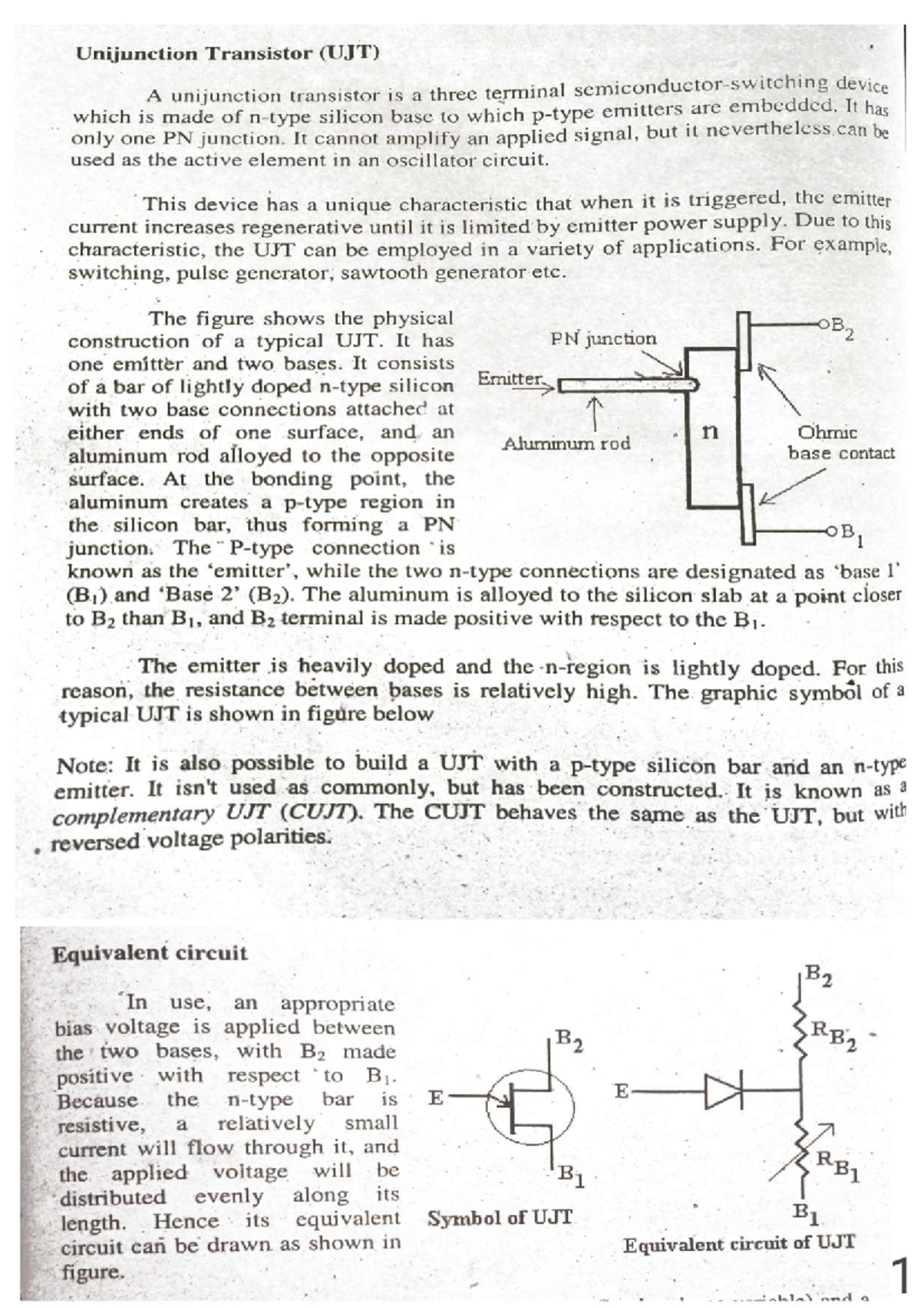 Unijunction transistor - Electronic and communication - Studocu