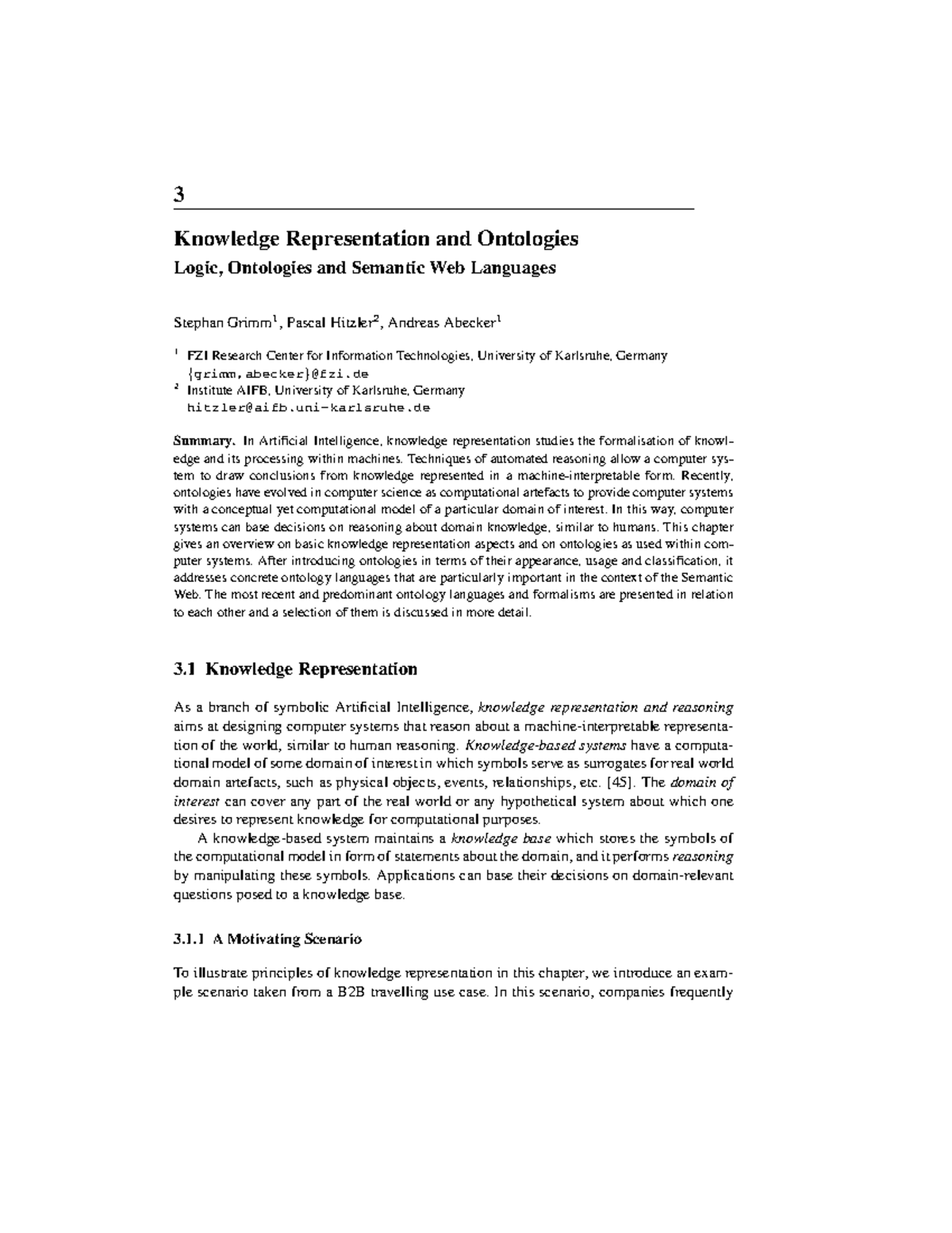KR Paper - NOTES - 3 Knowledge Representation and Ontologies Logic ...