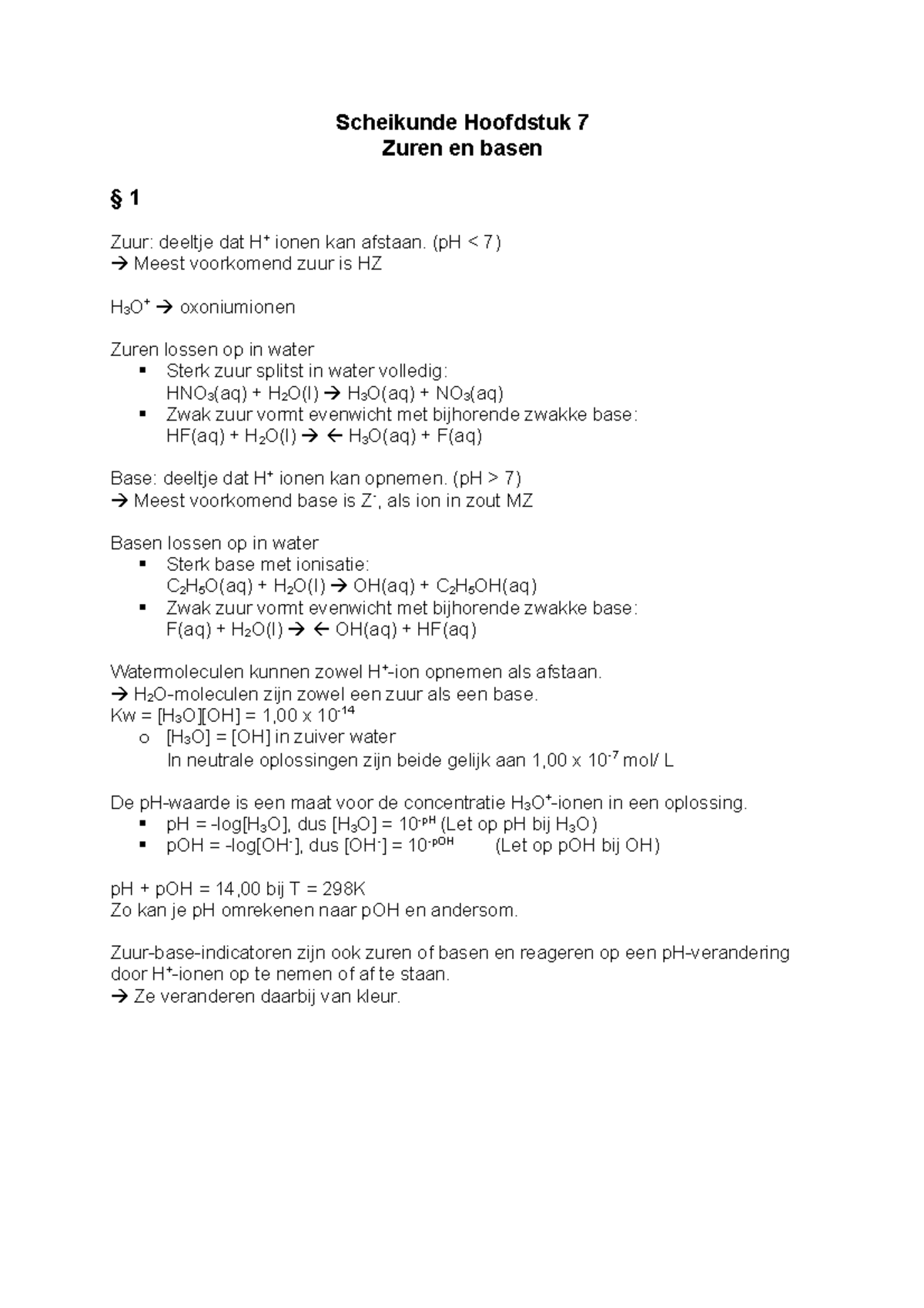 Scheikunde VWO 6Hoofdstuk 7 - Scheikunde Hoofdstuk 7 Zuren en basen § 1 ...