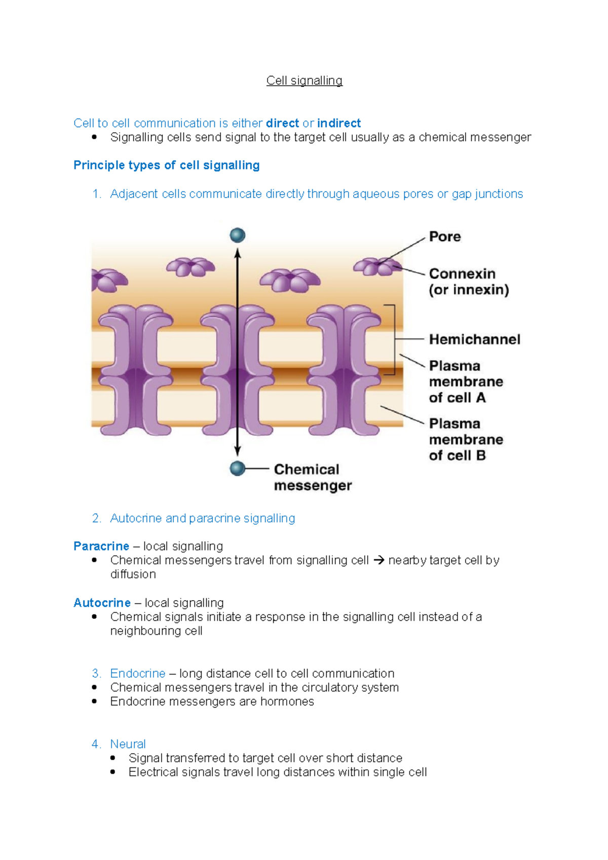 Cell Signalling Lecture Notes 10 Cell Signalling Cell To Cell