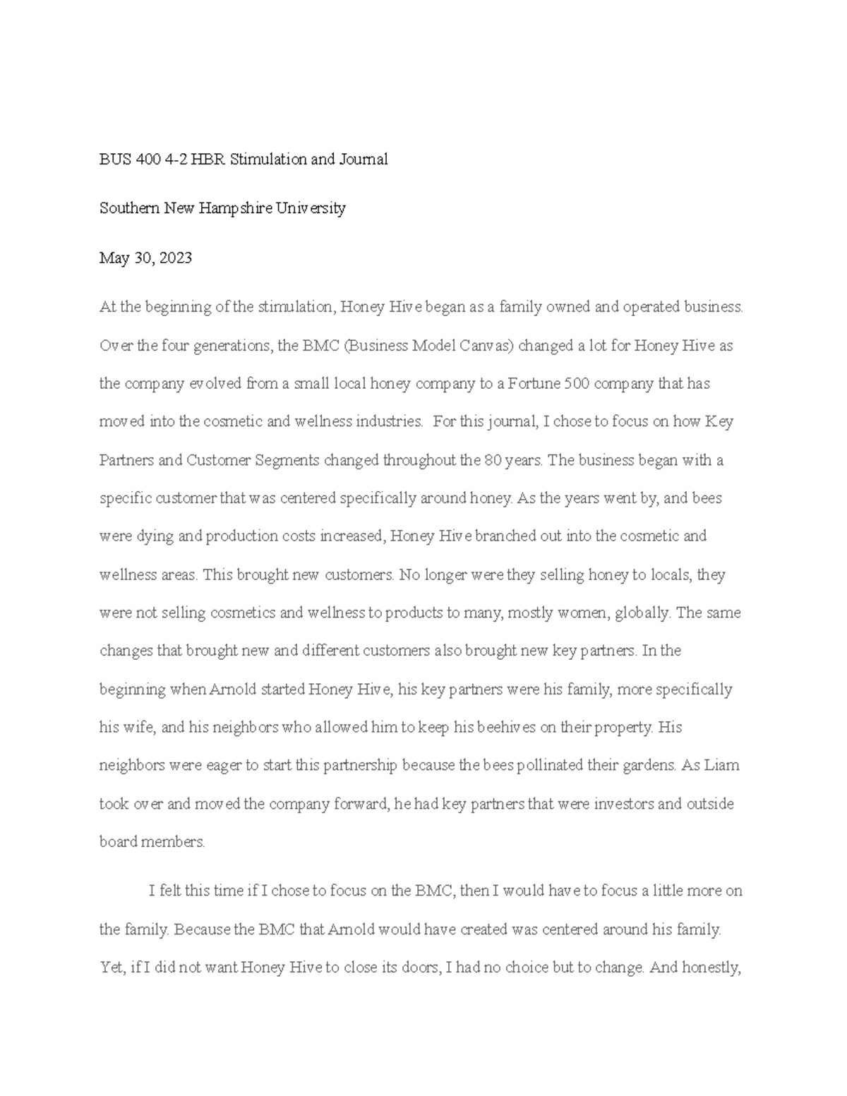 BUS 400 Journal 4-2 - BUS 400 4-2 HBR Stimulation and Journal Southern ...