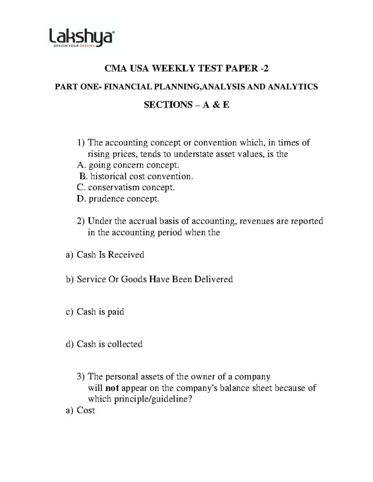 5 6262473453312409939 - CMA USA WEEKLY TEST PAPER - PART ONE- FINANCIAL ...