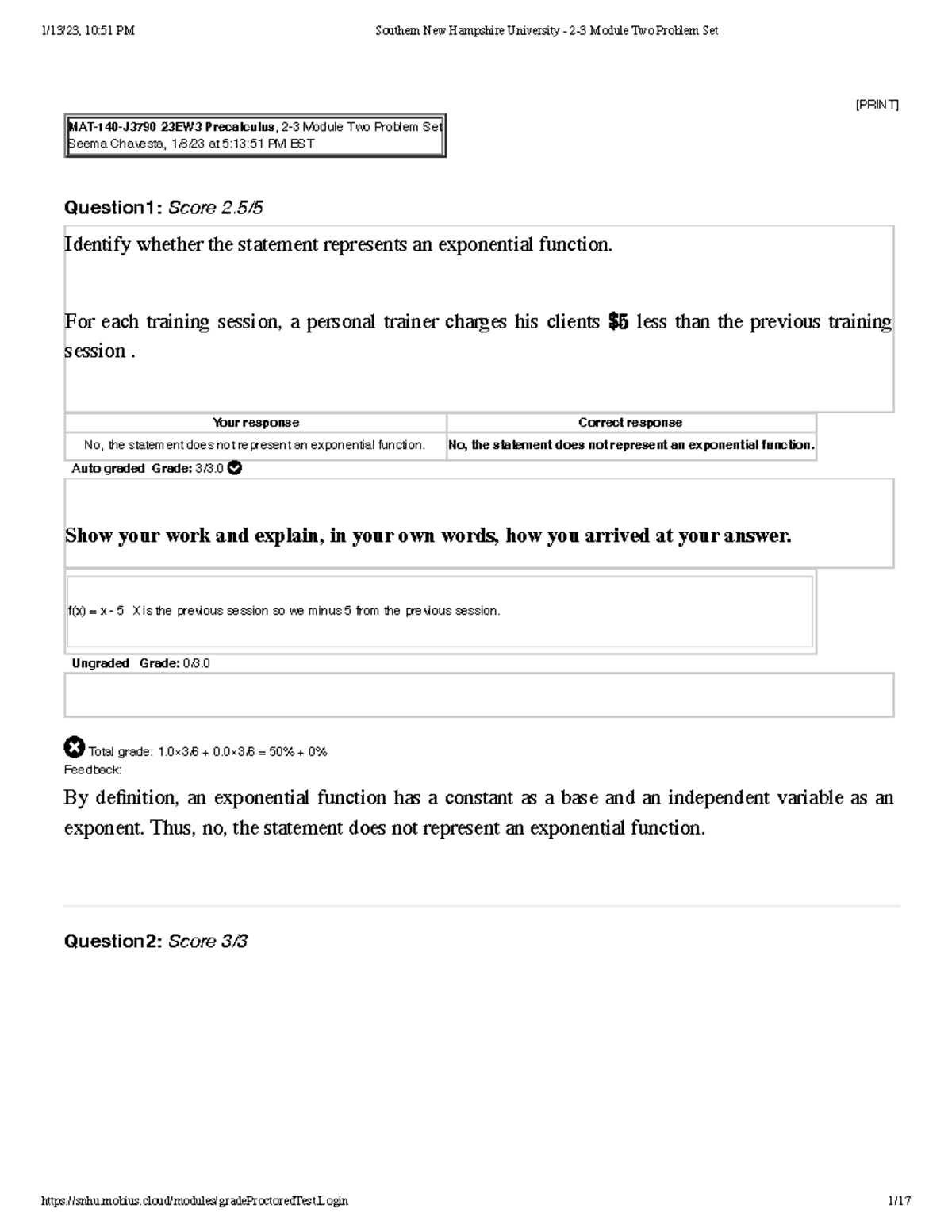 Module 2 problem set - [PRINT] MAT-140-J3790 23EW3 Precalculus, 2-3 ...