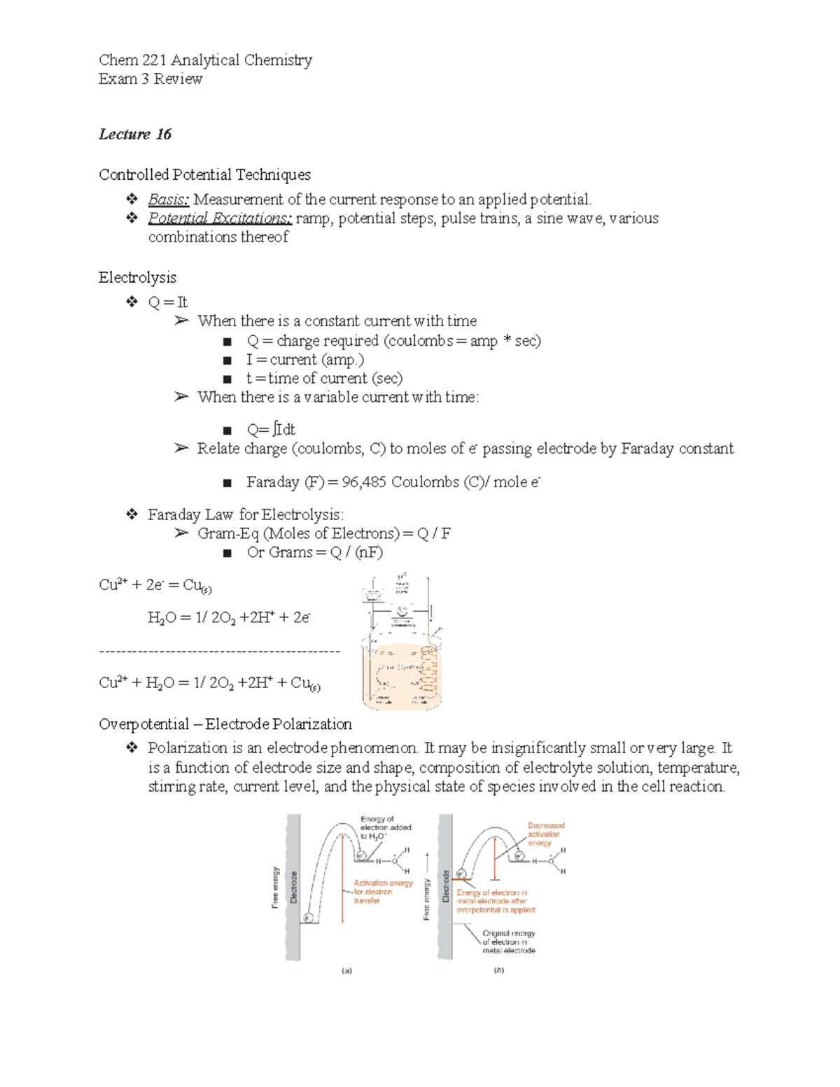 Chem 221 Exam 3 Review - Chem 221 Analytical Chemistry Exam 3 Review ...