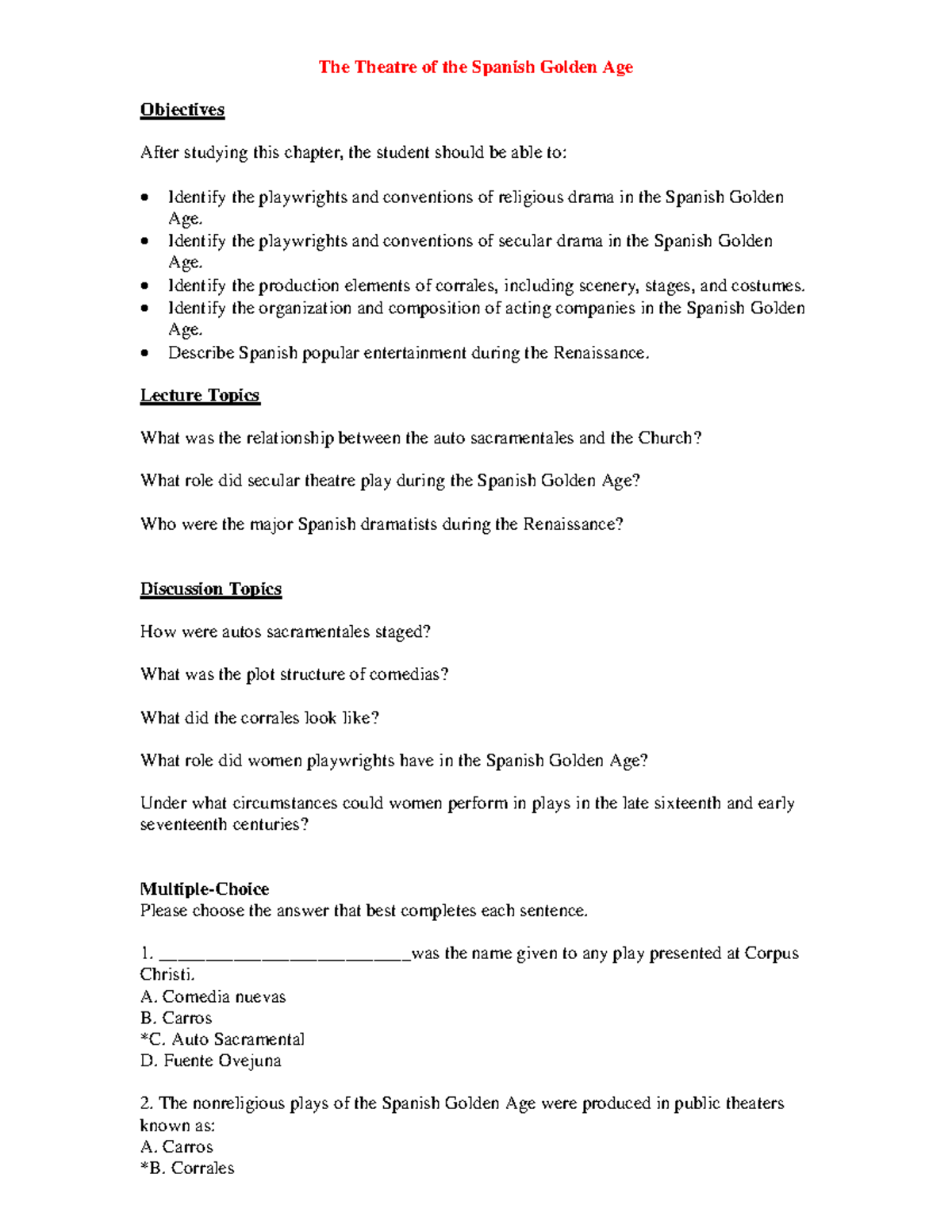 Ch07 The Theatre of the Spanish Golden Age - The Theatre of the Spanish ...