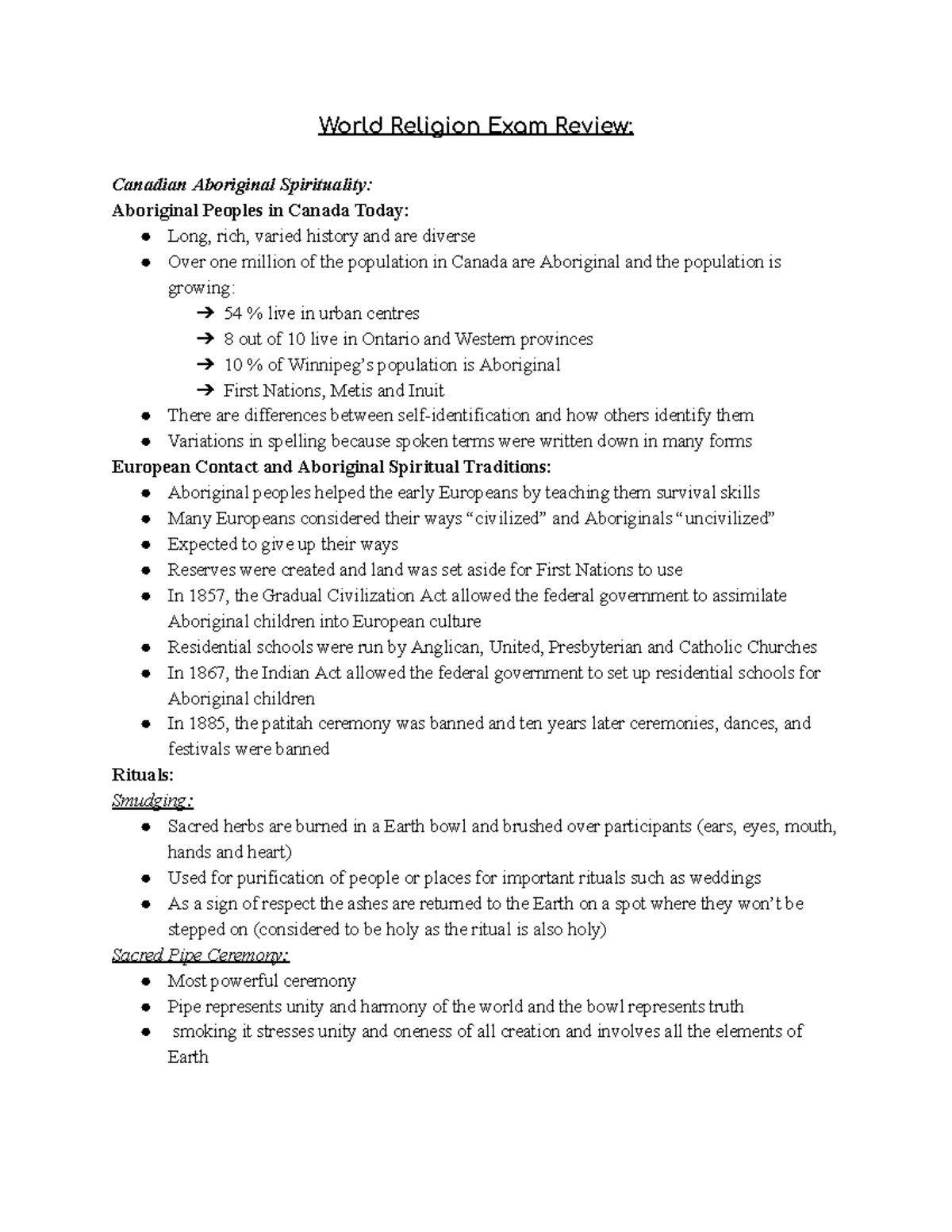 World Religion Exam Review - World Religion Exam Review: Canadian ...