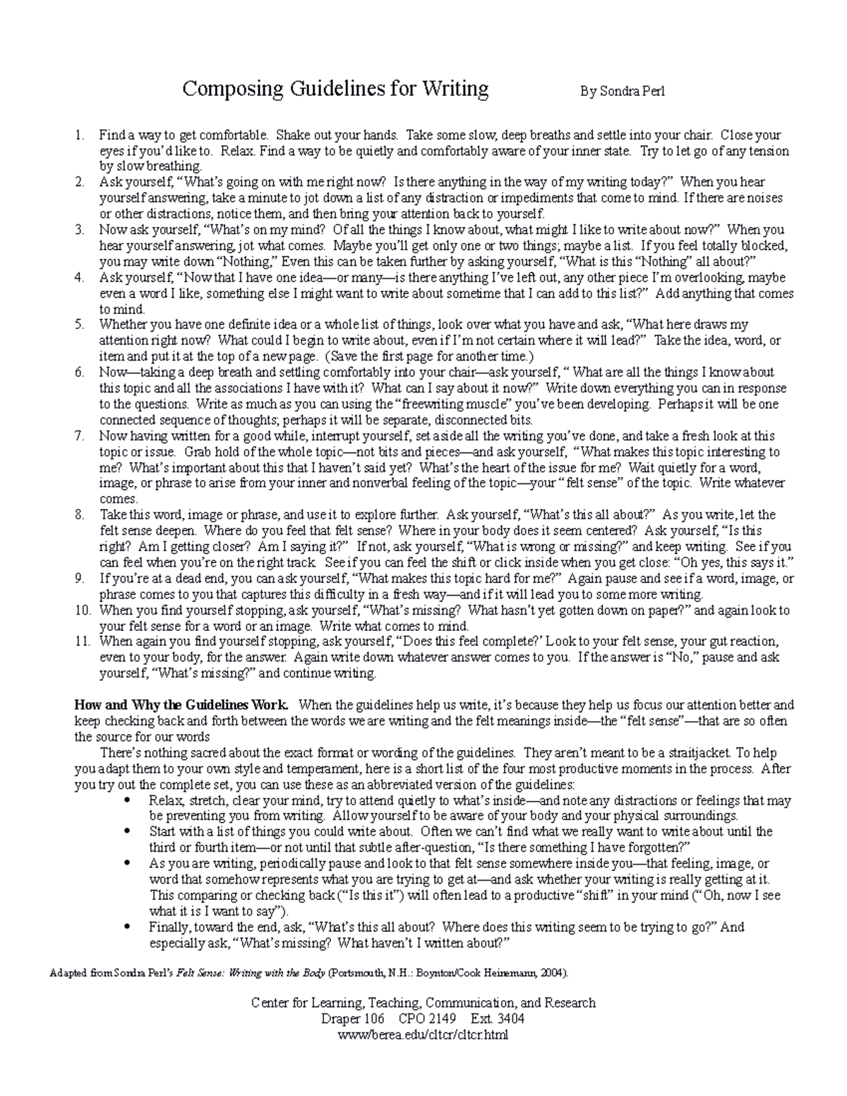 Perl Writing Guidelines - Composing Guidelines for Writing By Sondra ...