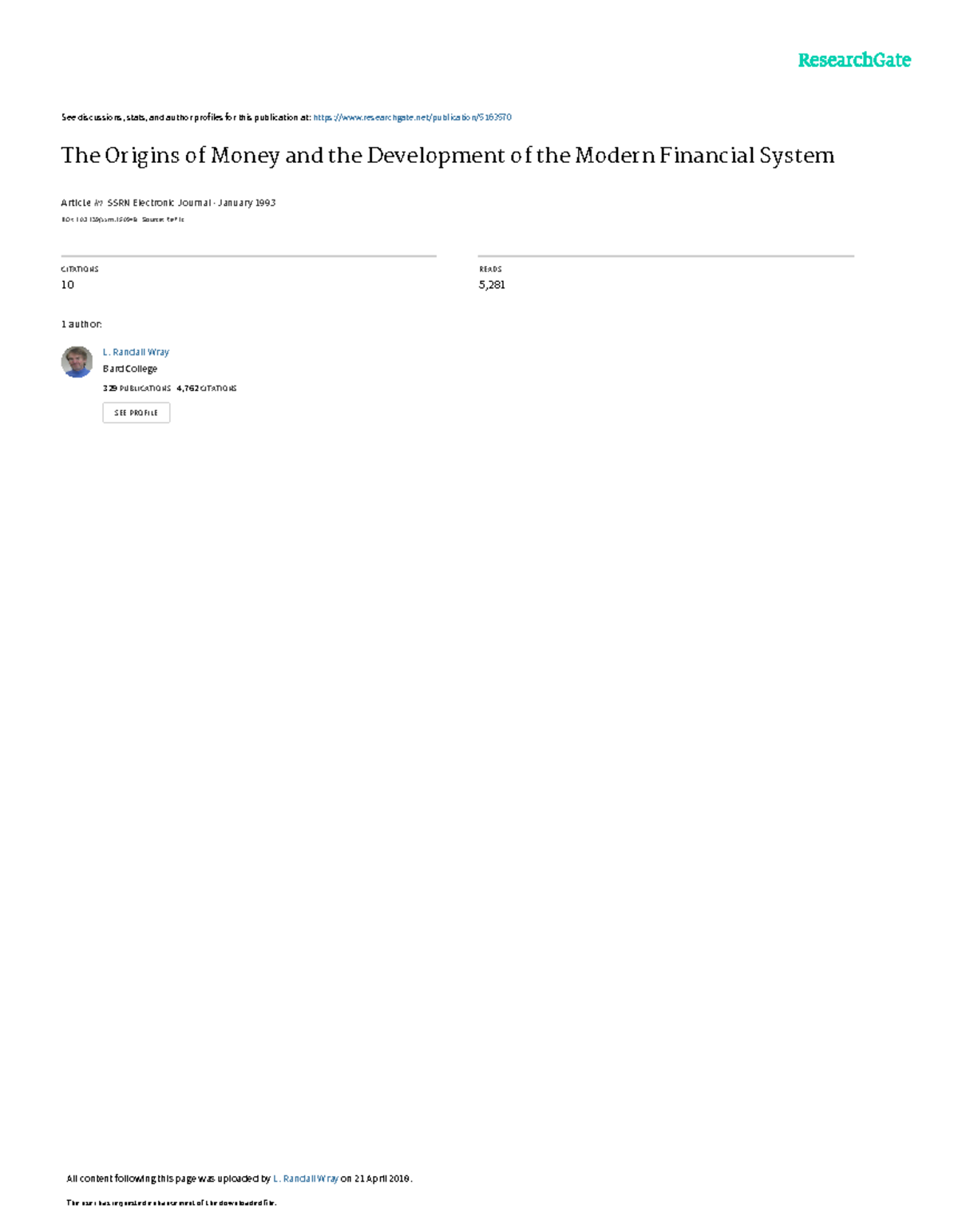 The Origins of Money and Money Development - See discussions, stats ...