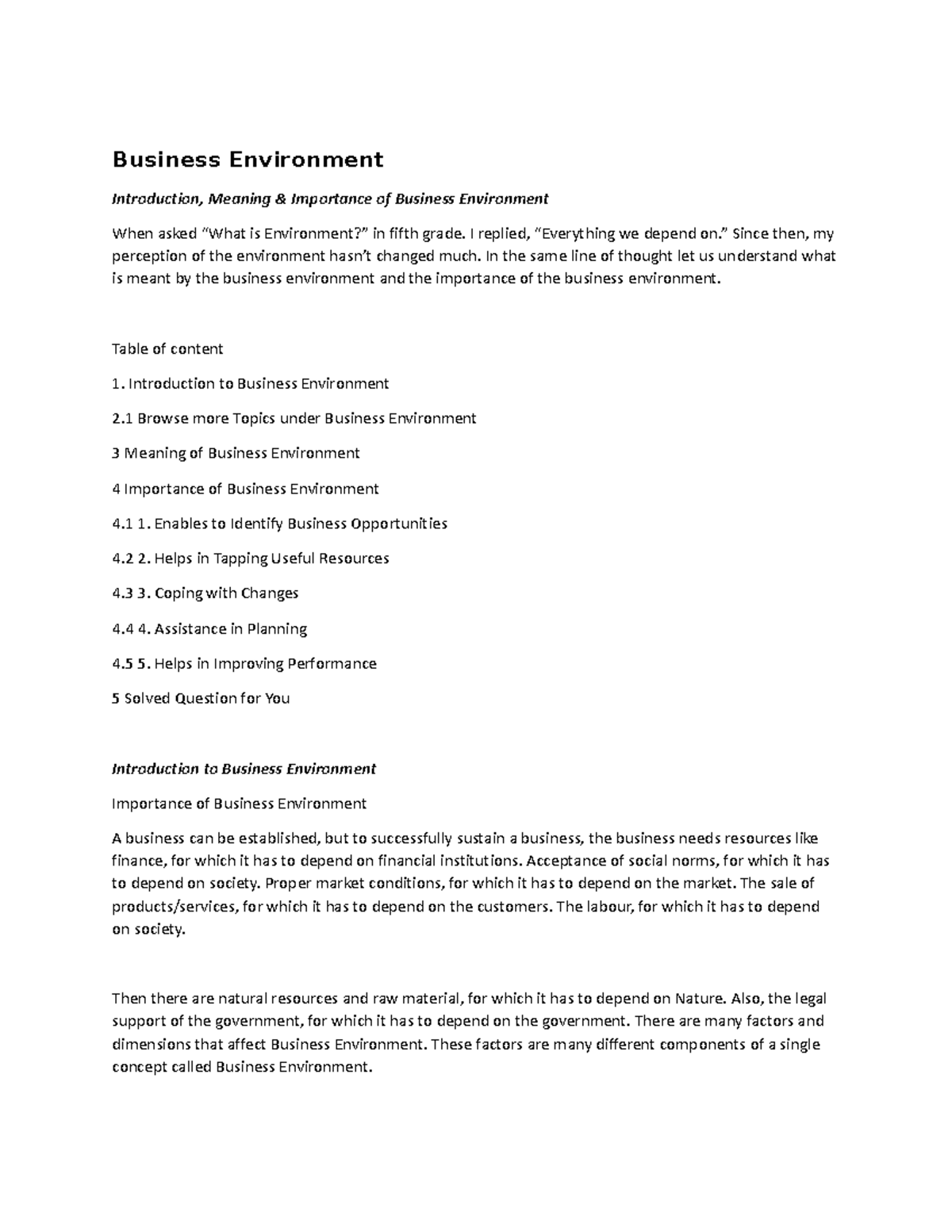 Business Environment - Business Environment Introduction, Meaning ...