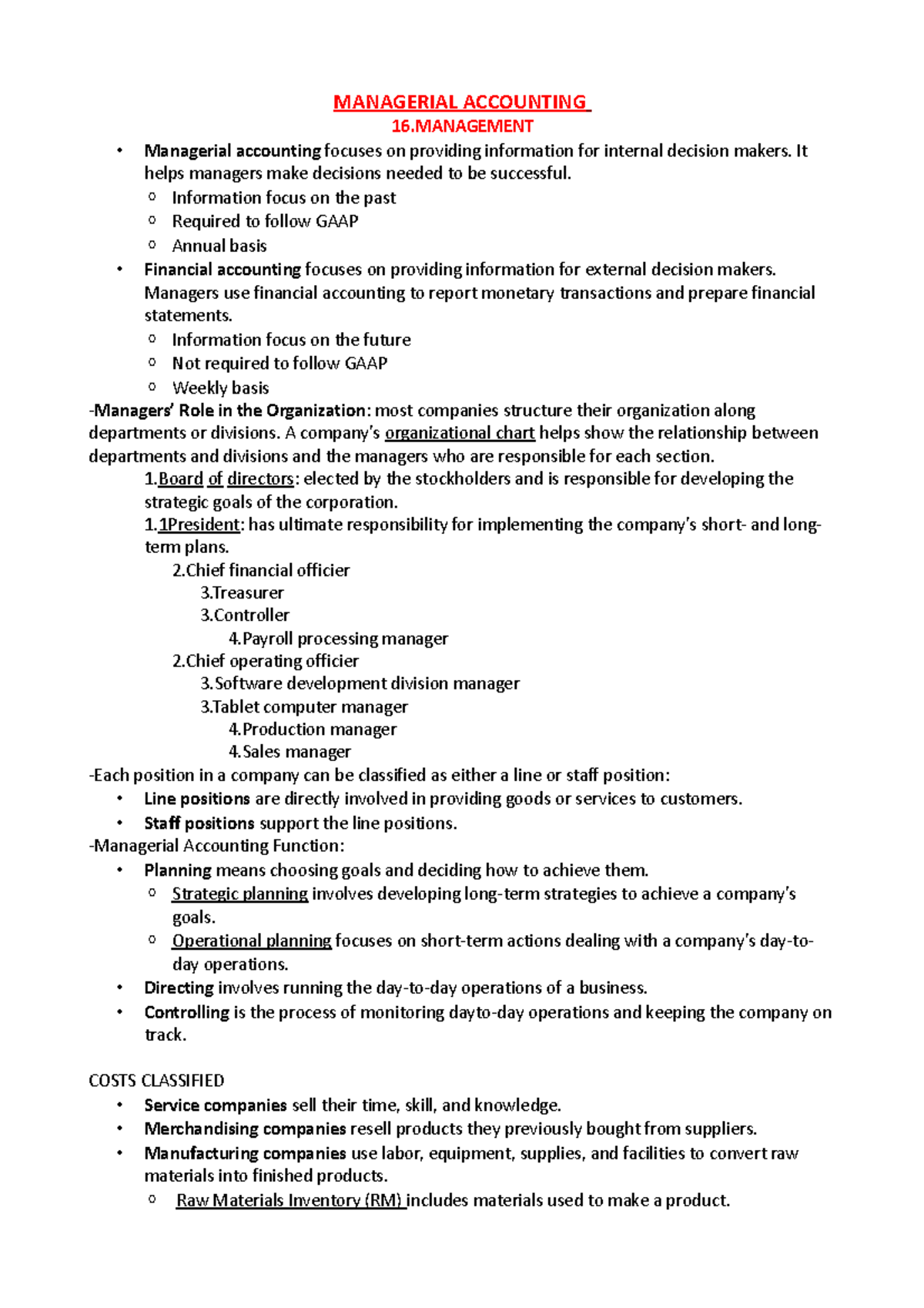 Managerial Accounting - Warning: TT: undefined function: 32 MANAGERIAL ACCOUNTING 16 Managerial ...