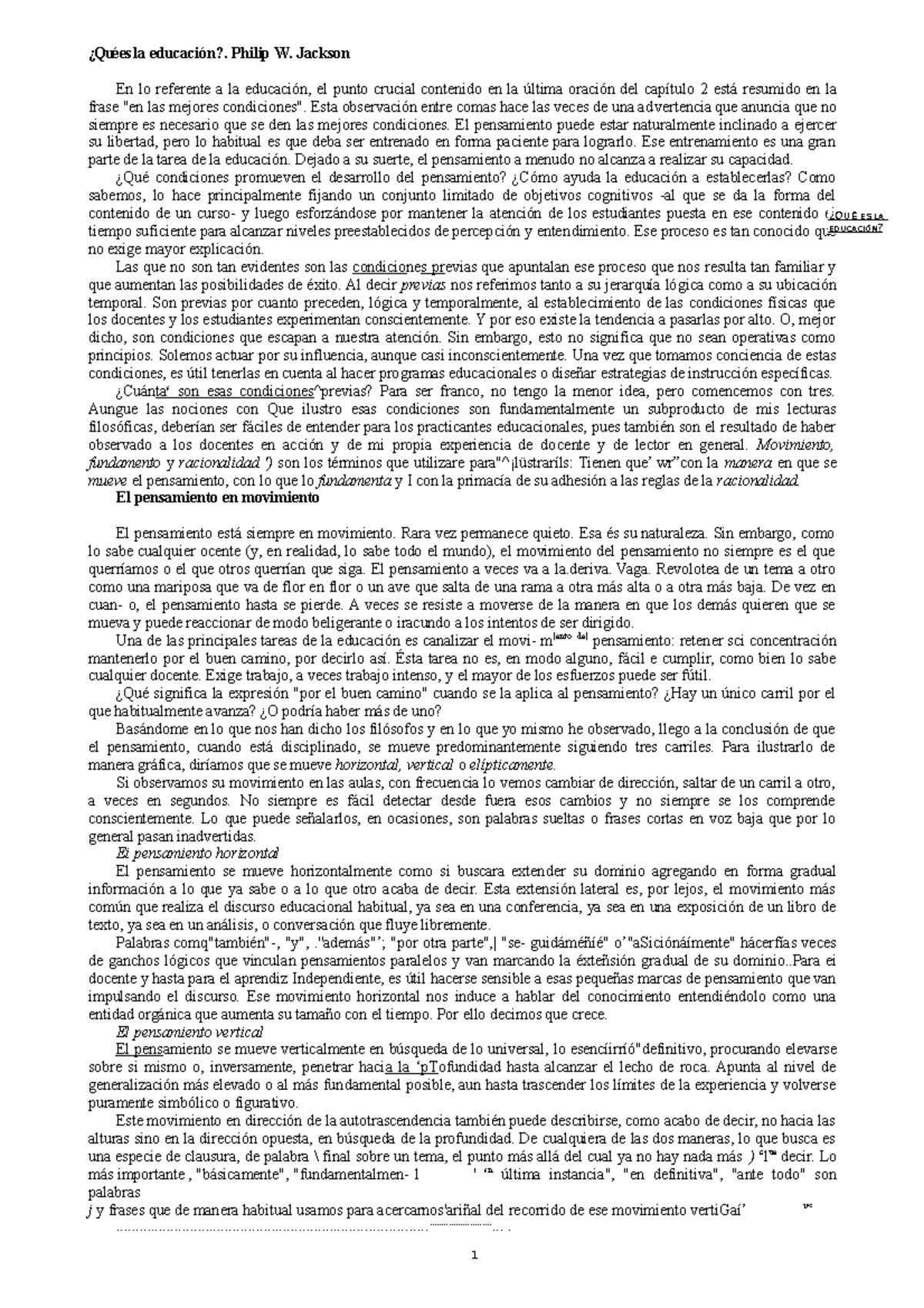 Philip W. Jackson - Texto sobre la institucion escolar y las ...