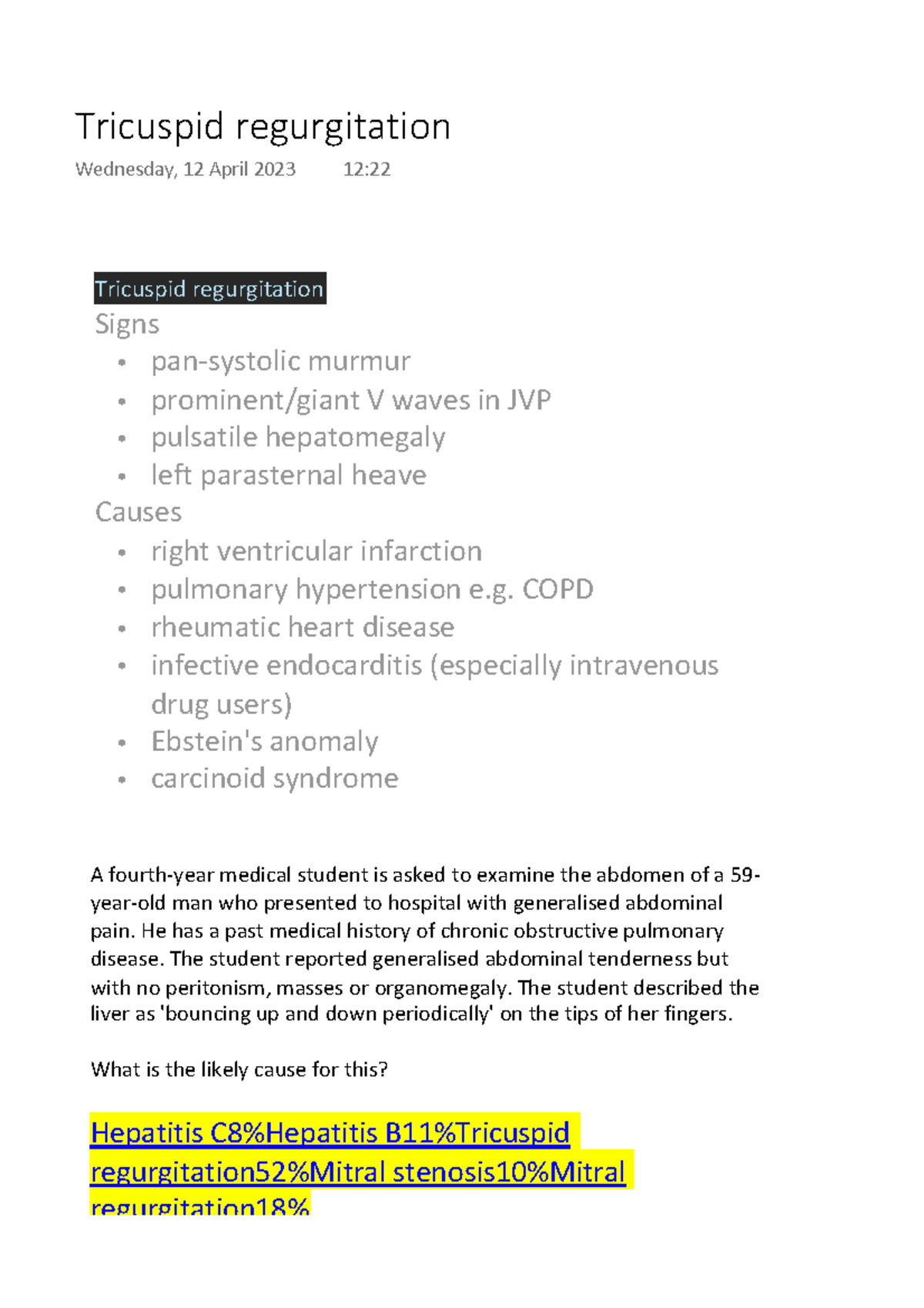 Tricuspid regurgitation - Tricuspid regurgitation Signs • pan-systolic ...